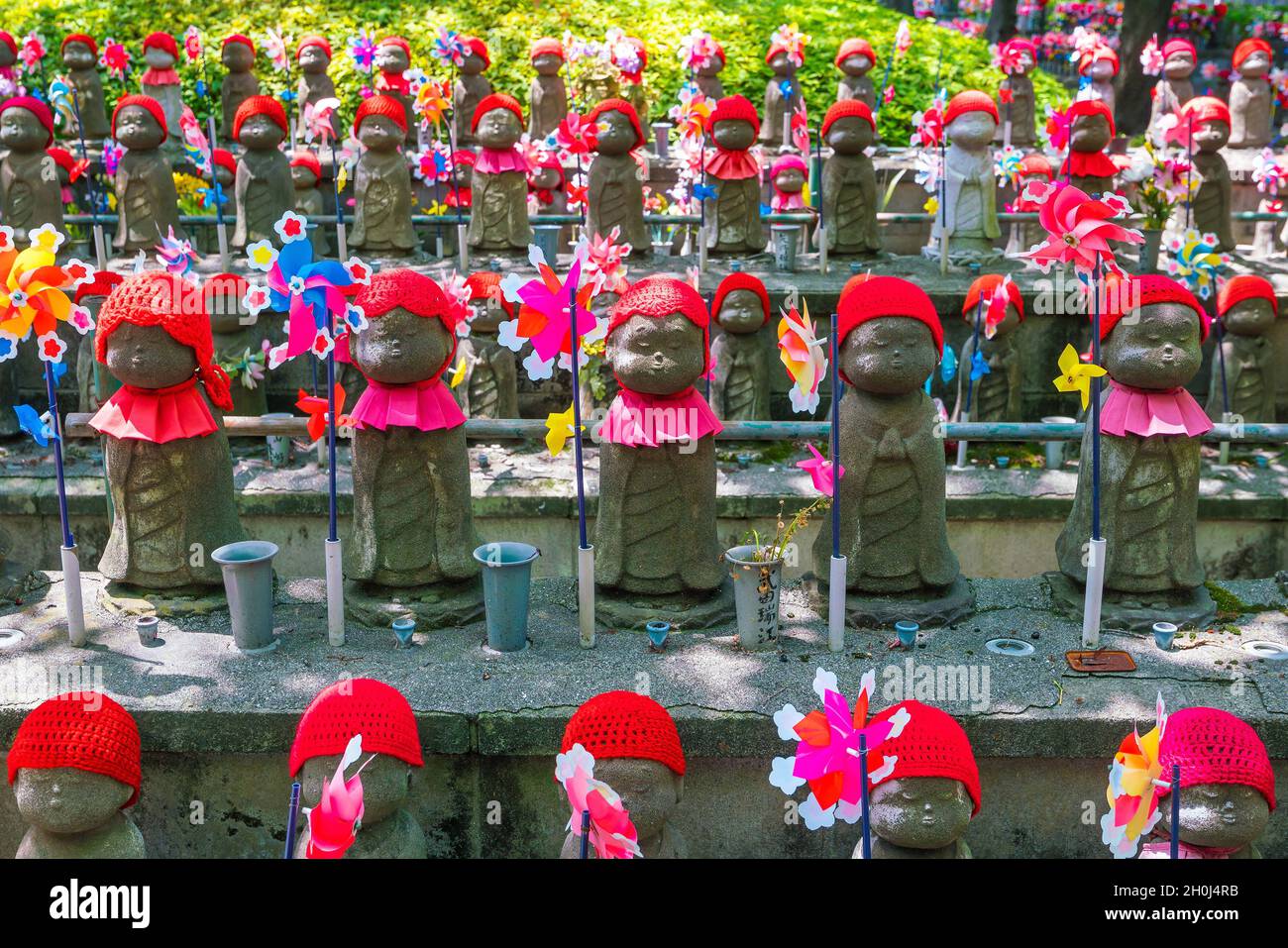 Old jizo statues in temple, Tokyo, Japan Stock Photo - Alamy