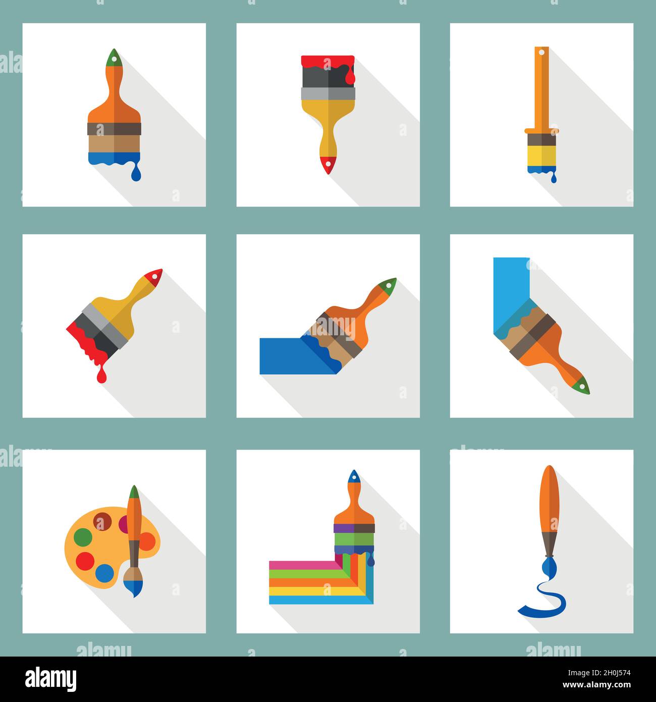 paint brush icon, set of artist's tool, brush logo, painting equipment ...