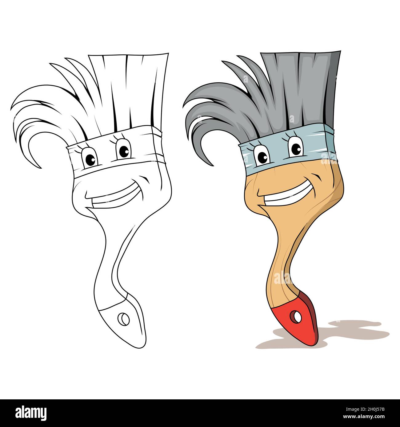 cartoon paint brush icon, set of artist's tool, brush logo, painting ...