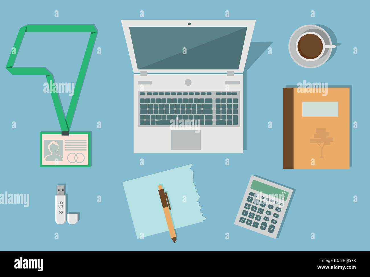 business workplace, set of desktop accessories, office work place ...