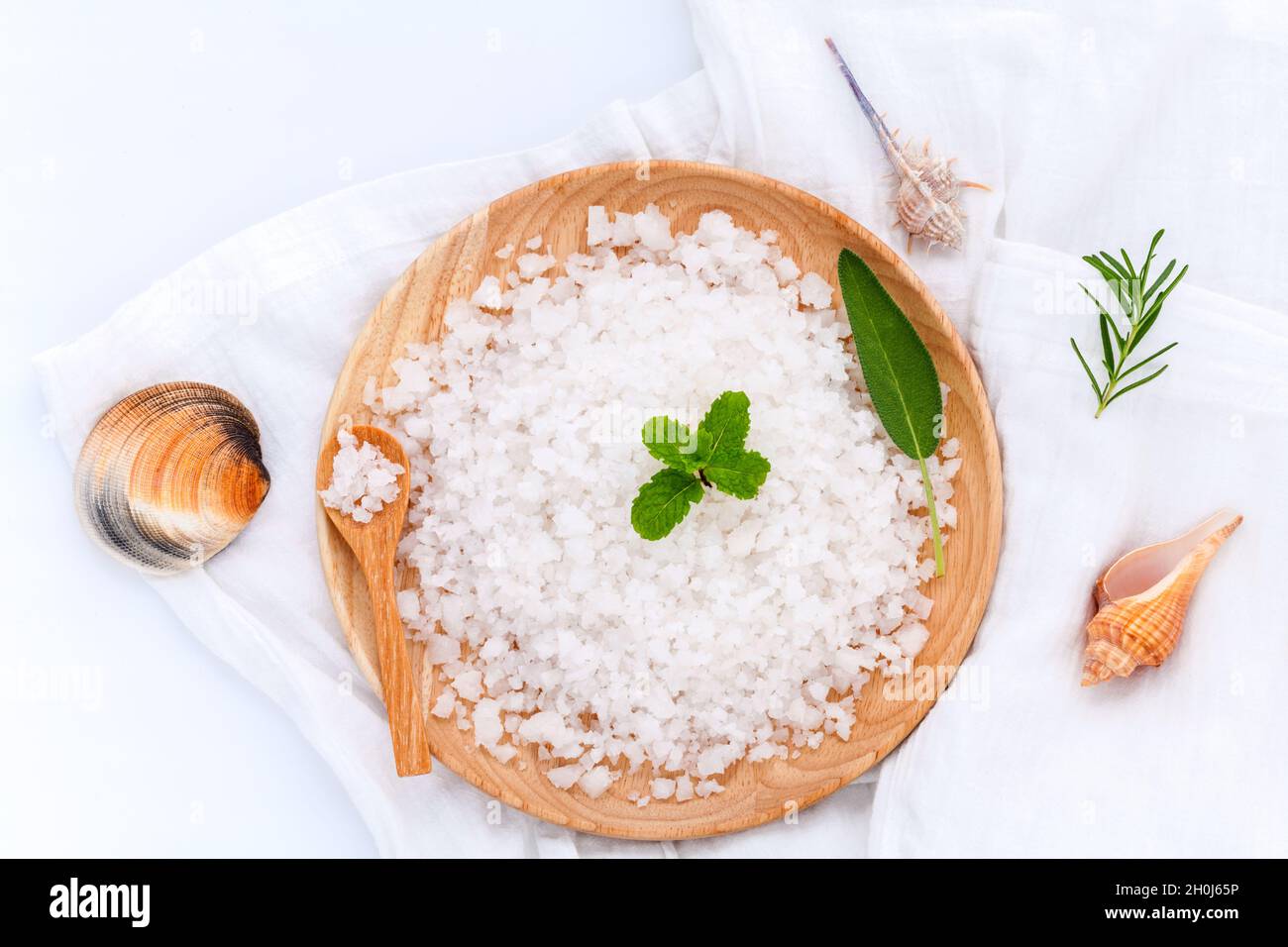 Sea salt natural spa ingredients ,herbs and sea shells for scrub and ...