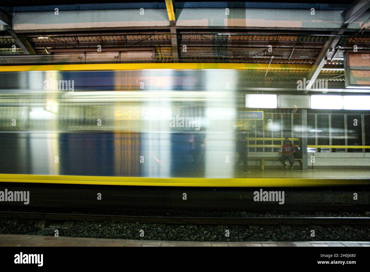 People waiting on the platform as LRT (Light Rail Transit) passed by in ...