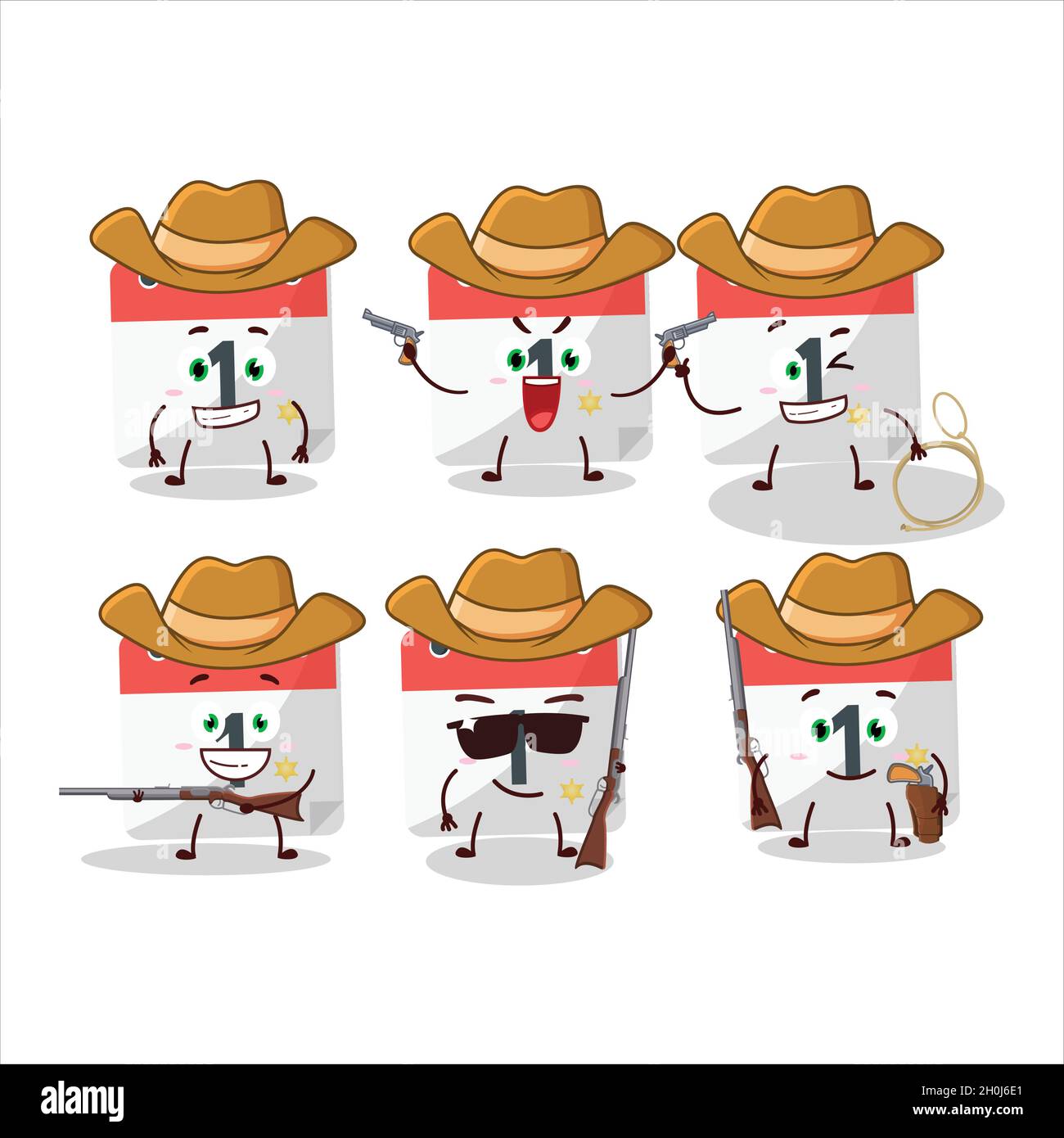 Cool cowboy 1st calendar cartoon character with a cute hat. Vector ...