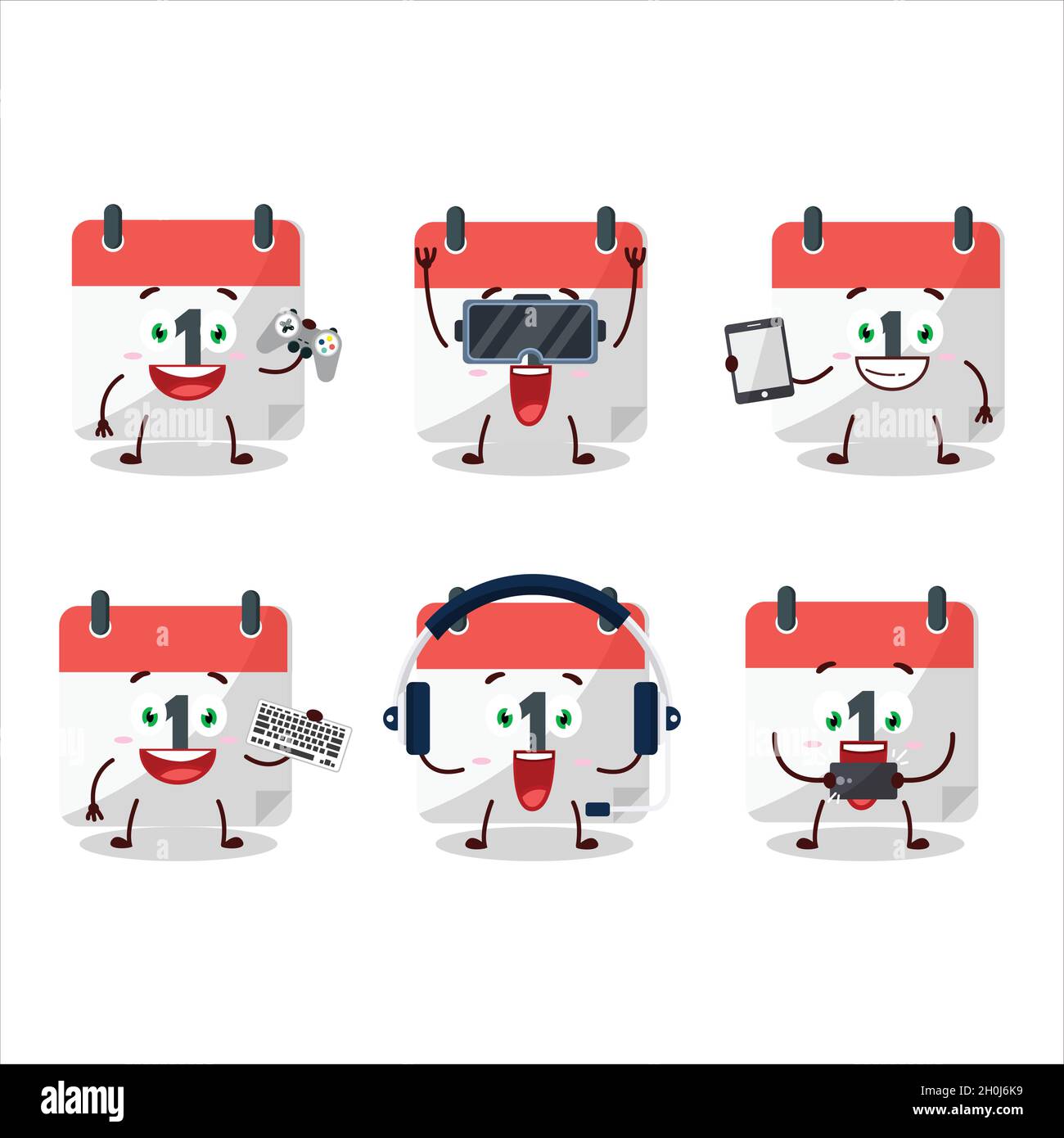 1st Calendar cartoon character are playing games with various cute ...