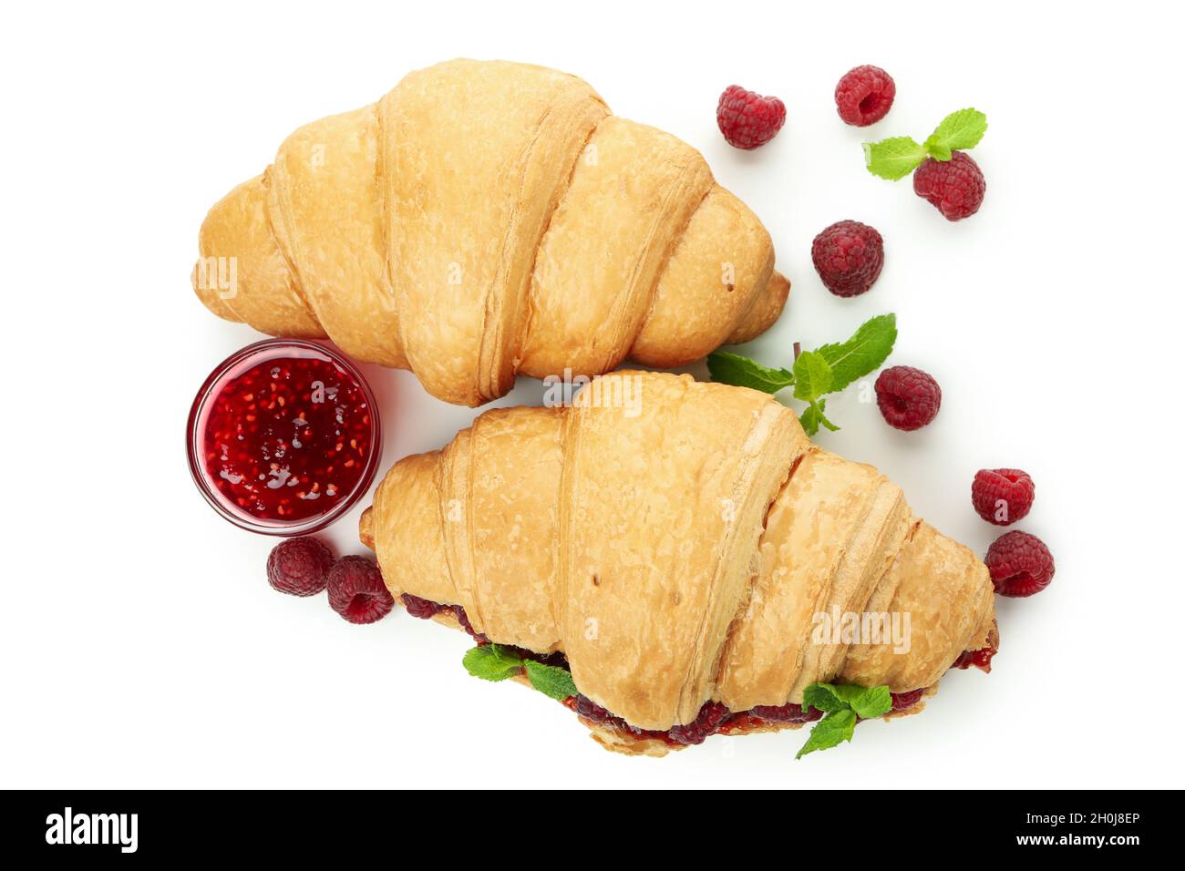 Croissants with raspberry jam isolated on white background Stock Photo ...