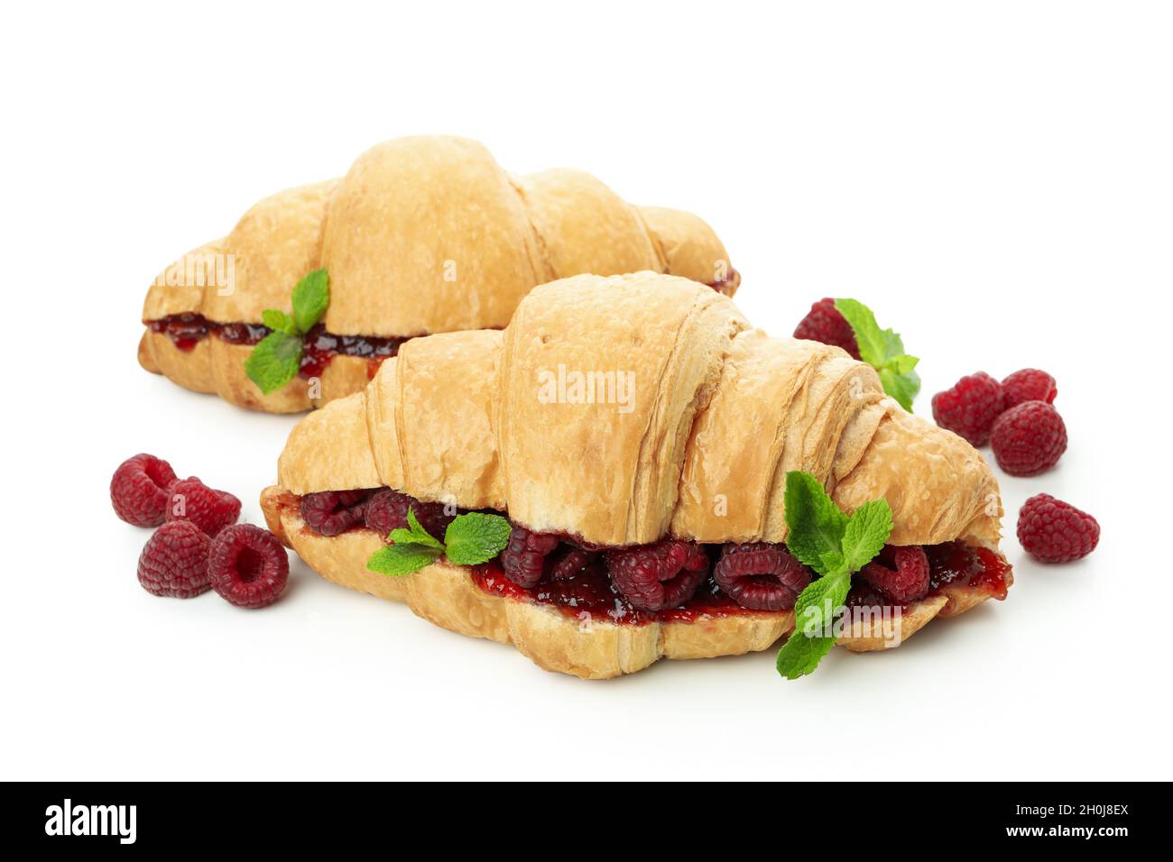 Croissants with raspberry jam isolated on white background Stock Photo ...
