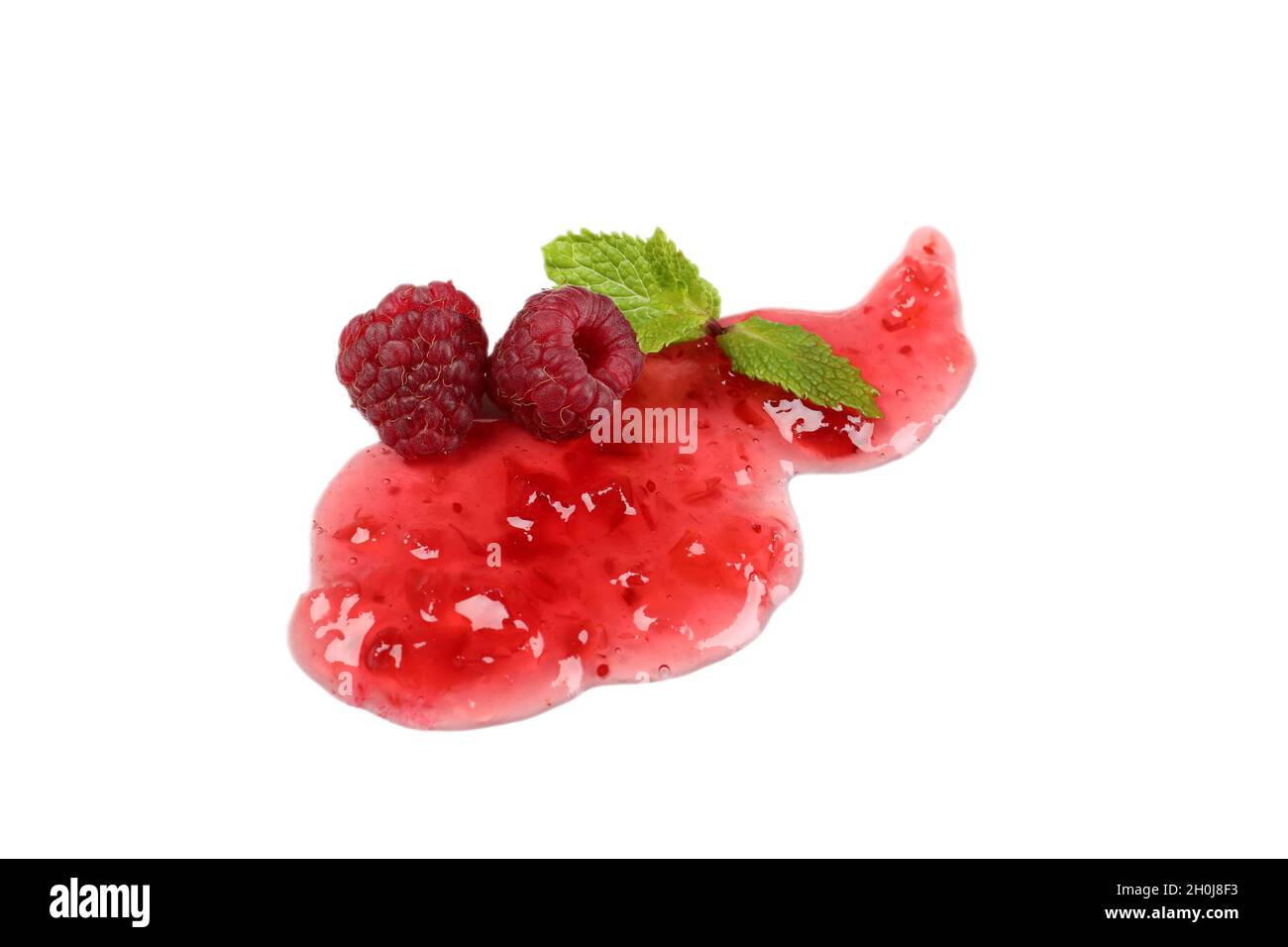 Raspberry jam with ingredients isolated on white background Stock Photo ...