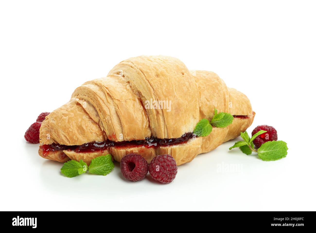 Croissant with raspberry jam, isolated on white background Stock Photo ...