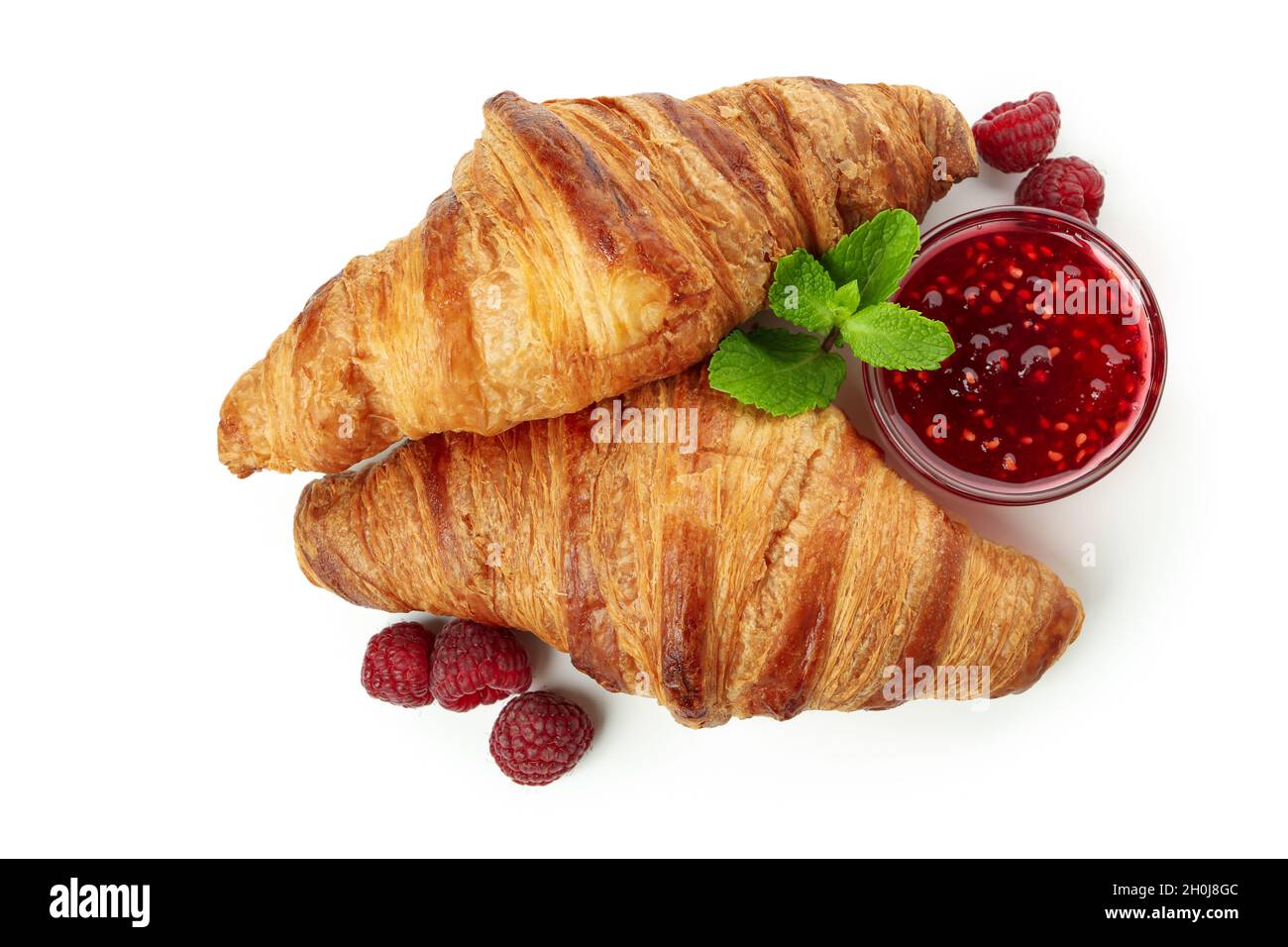 Croissants with raspberry jam isolated on white background Stock Photo ...
