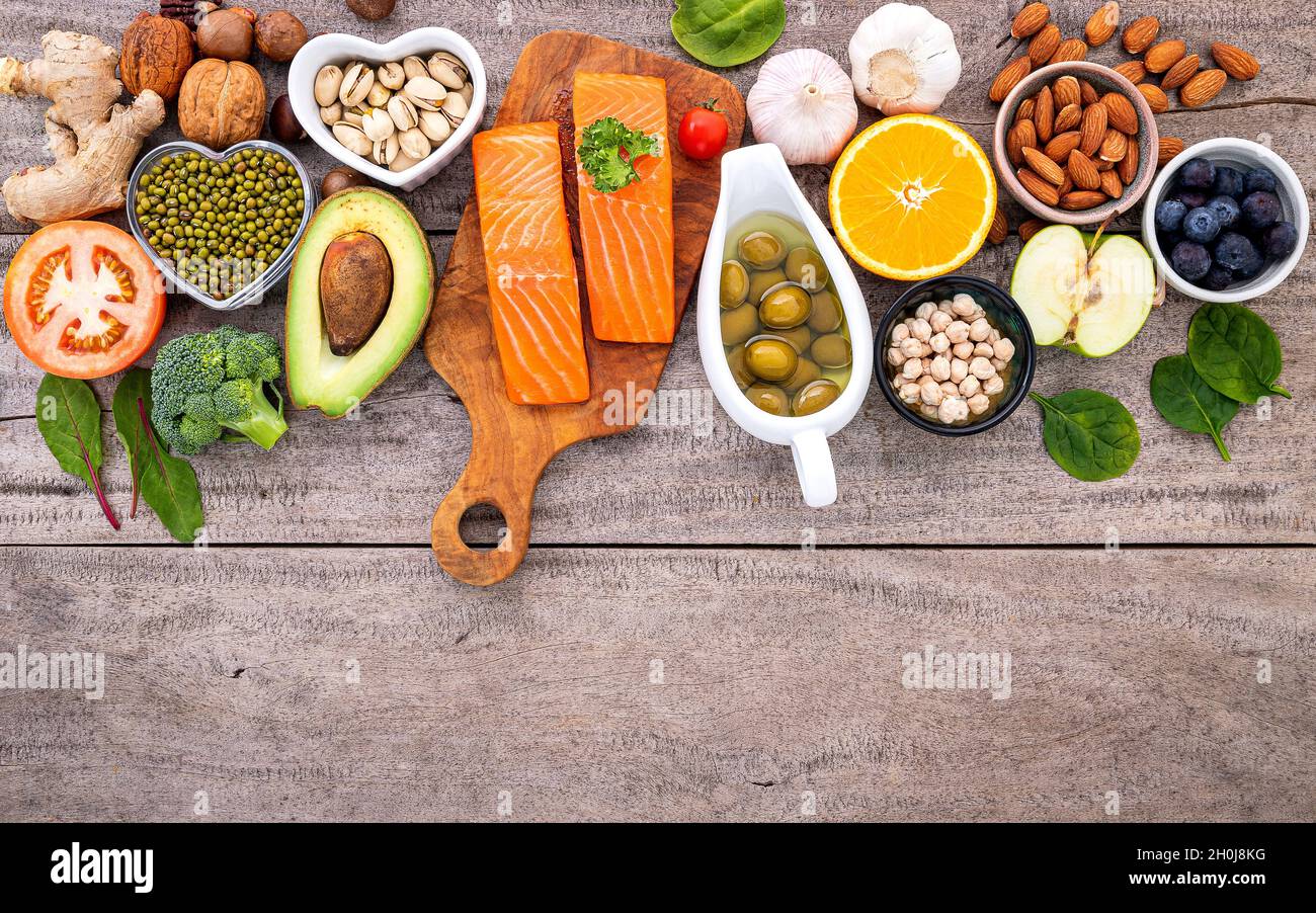 Ingredients for the healthy foods selection .The concept of healthy ...