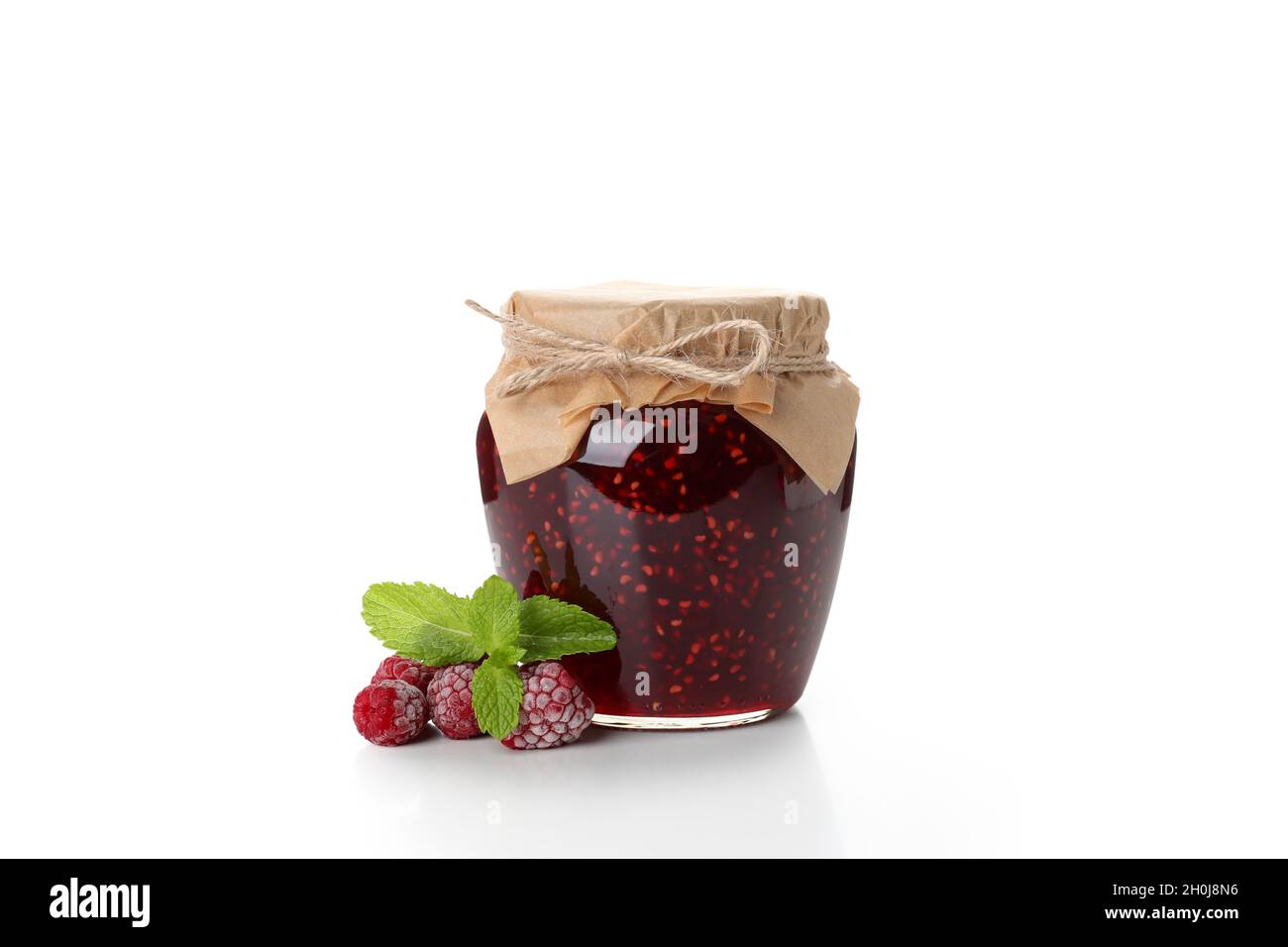 Jar of raspberry jam isolated on white background Stock Photo - Alamy