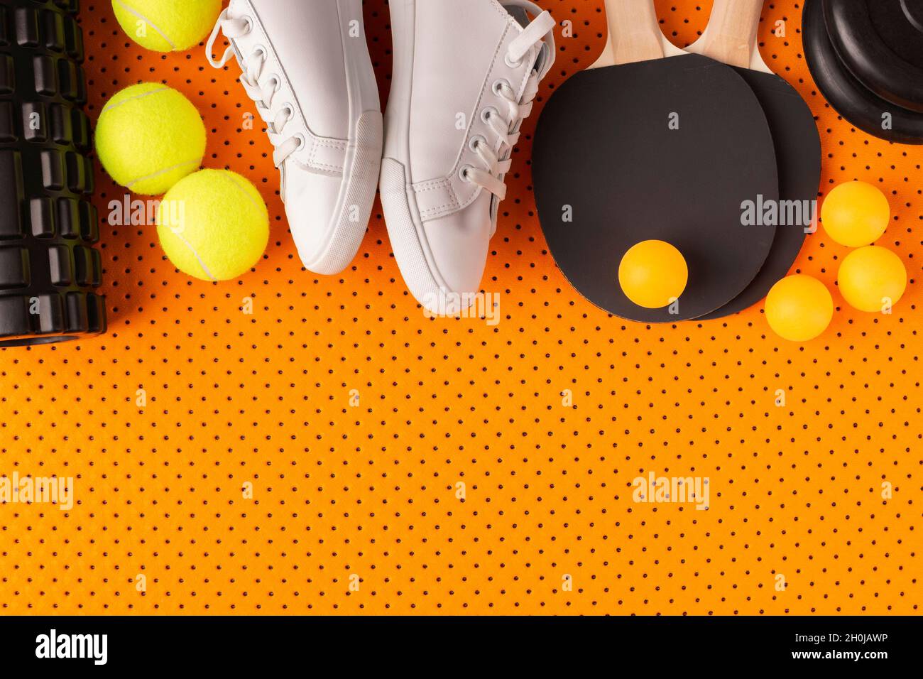 Sport elements arrangement minimal style Stock Photo - Alamy