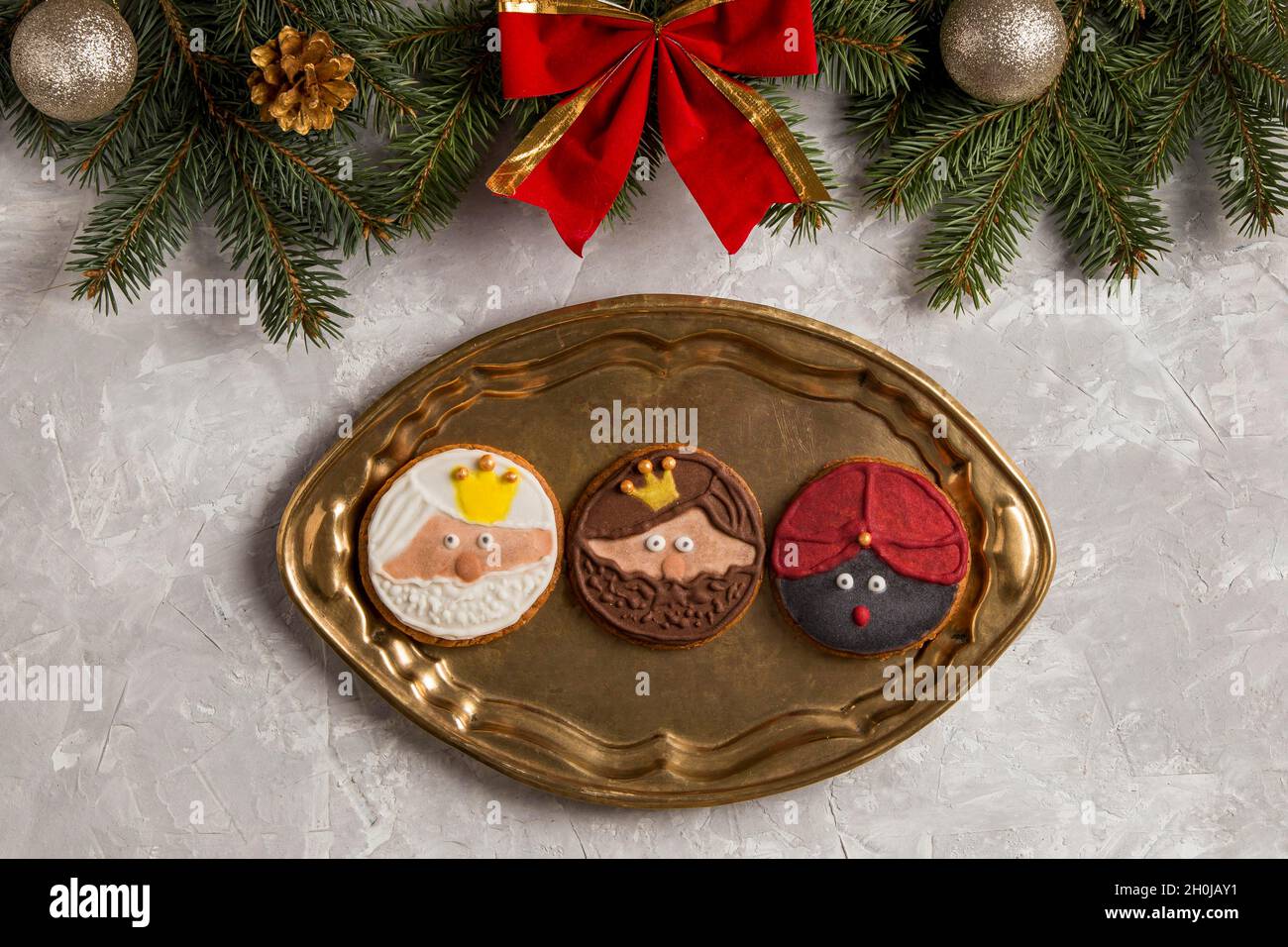 Spanish epiphany cake roscon de reyes white copy space background Stock ...