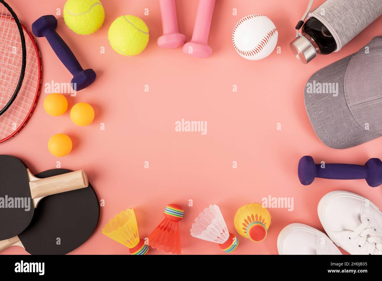 Sport elements arrangement minimal style Stock Photo - Alamy