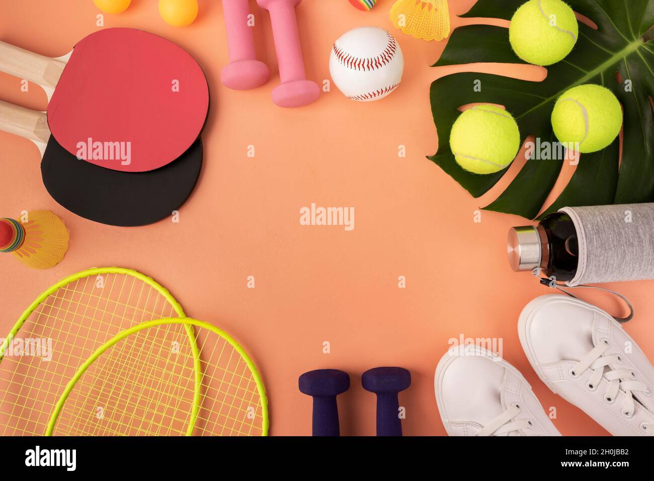 Sport elements arrangement minimal style Stock Photo - Alamy