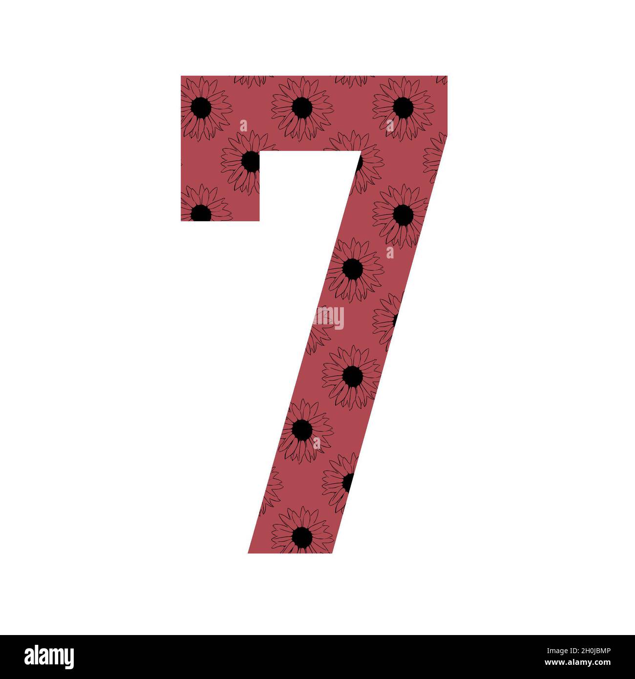 number 7 of the alphabet made with a pattern of sunflowers with a dark ... number 7 of the alphabet made with a pattern of sunflowers with a dark ...