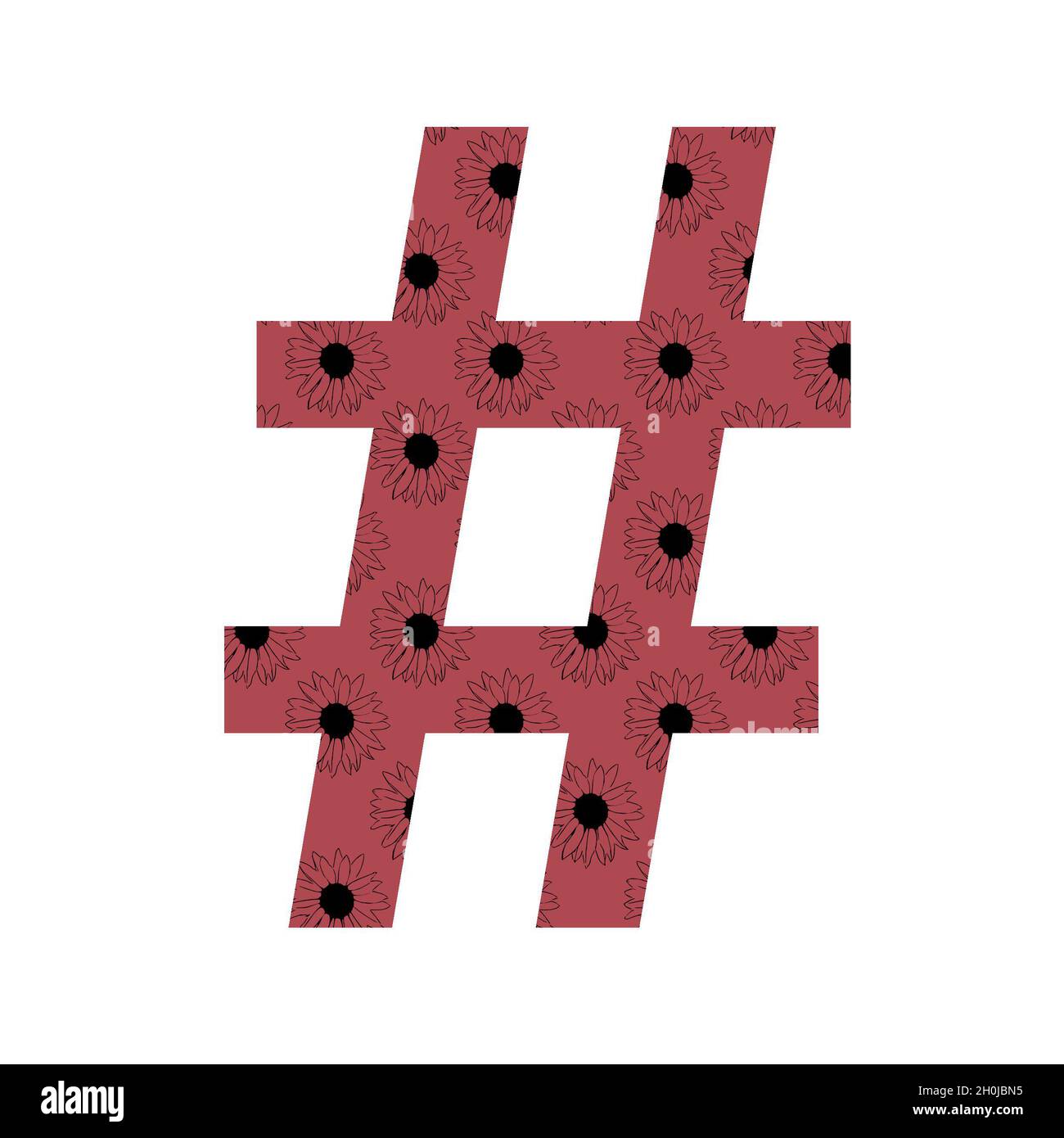 hash tag sign of the alphabet made with a pattern of sunflowers with a ...