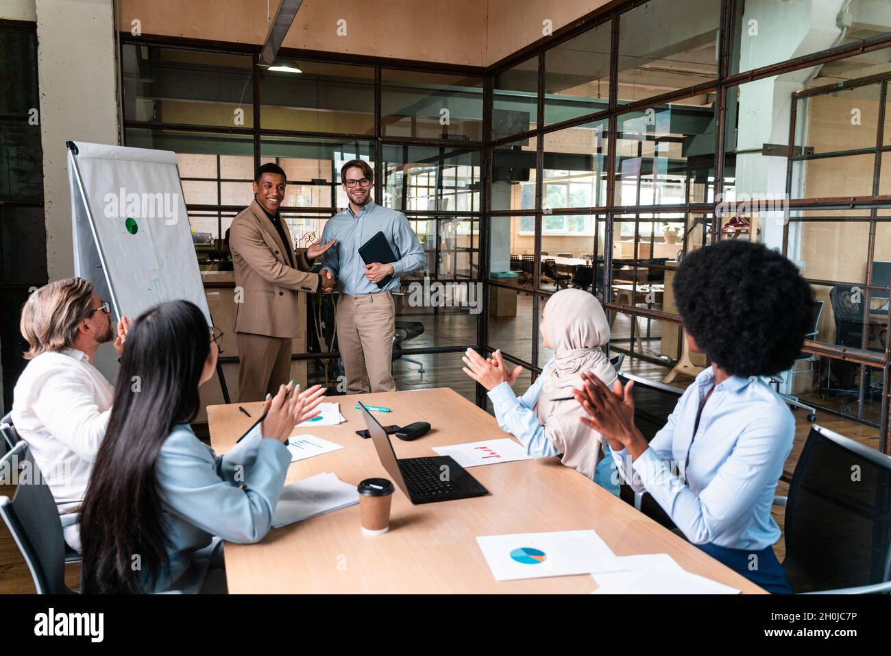 start up business team in the office. Multiethnic group working ...