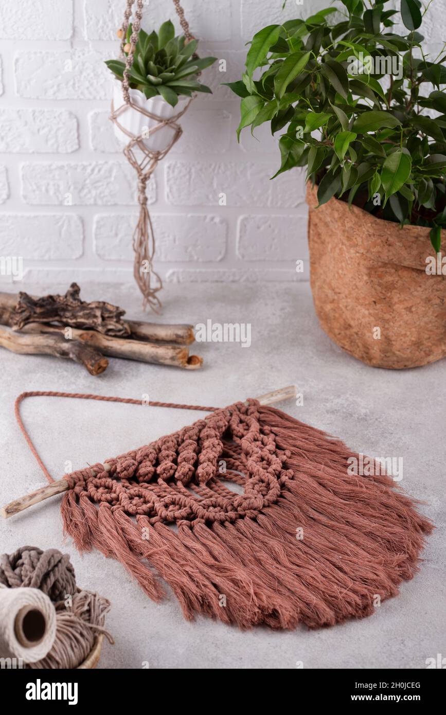 The boho macrame assortment indoors Stock Photo - Alamy