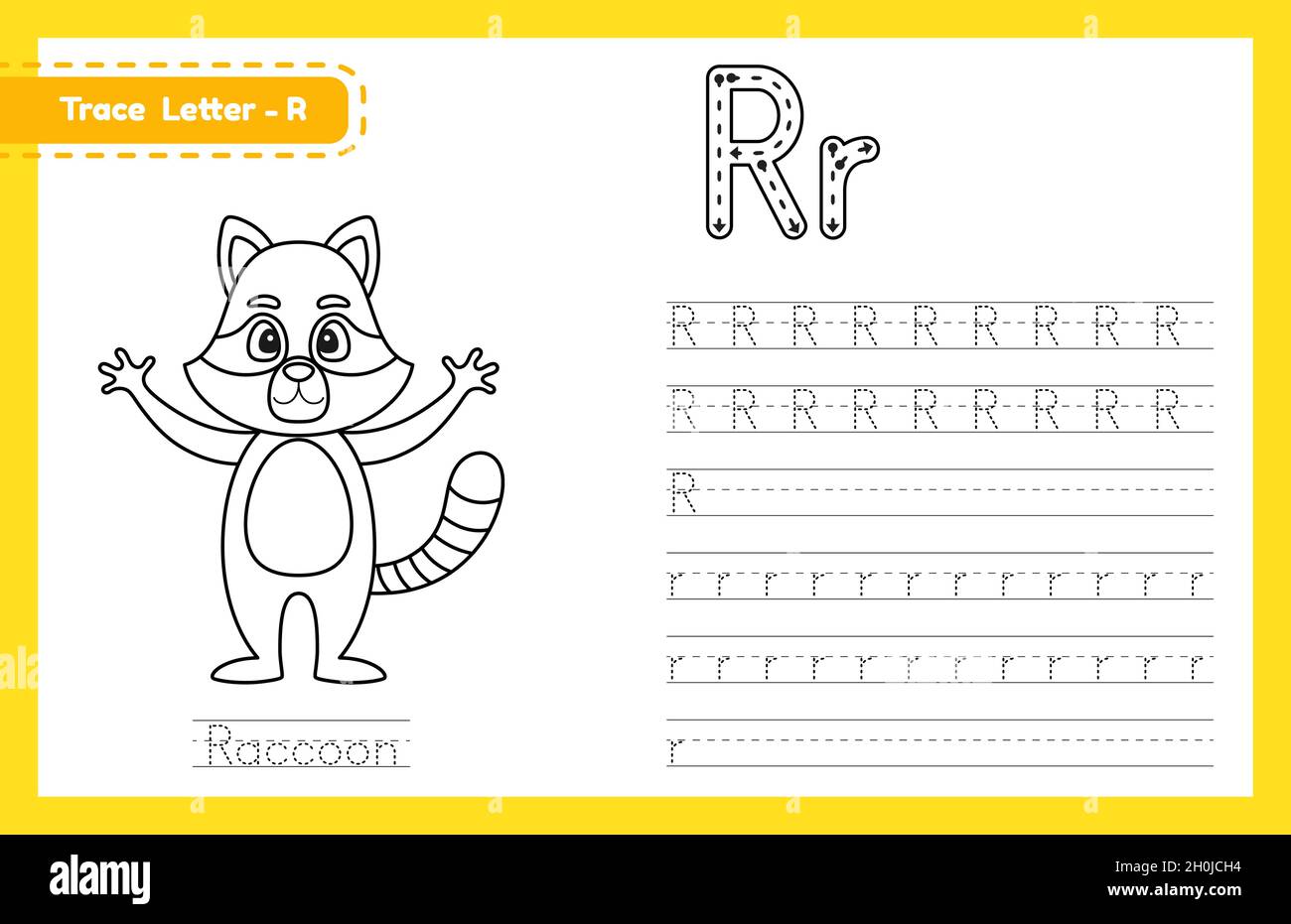 Trace letter R uppercase and lowercase. Alphabet tracing practice ...