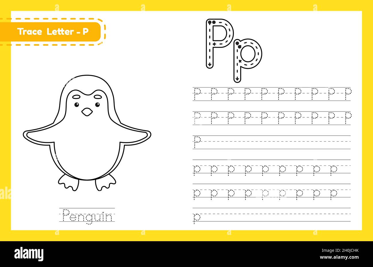 Trace letter P uppercase and lowercase. Alphabet tracing practice ...