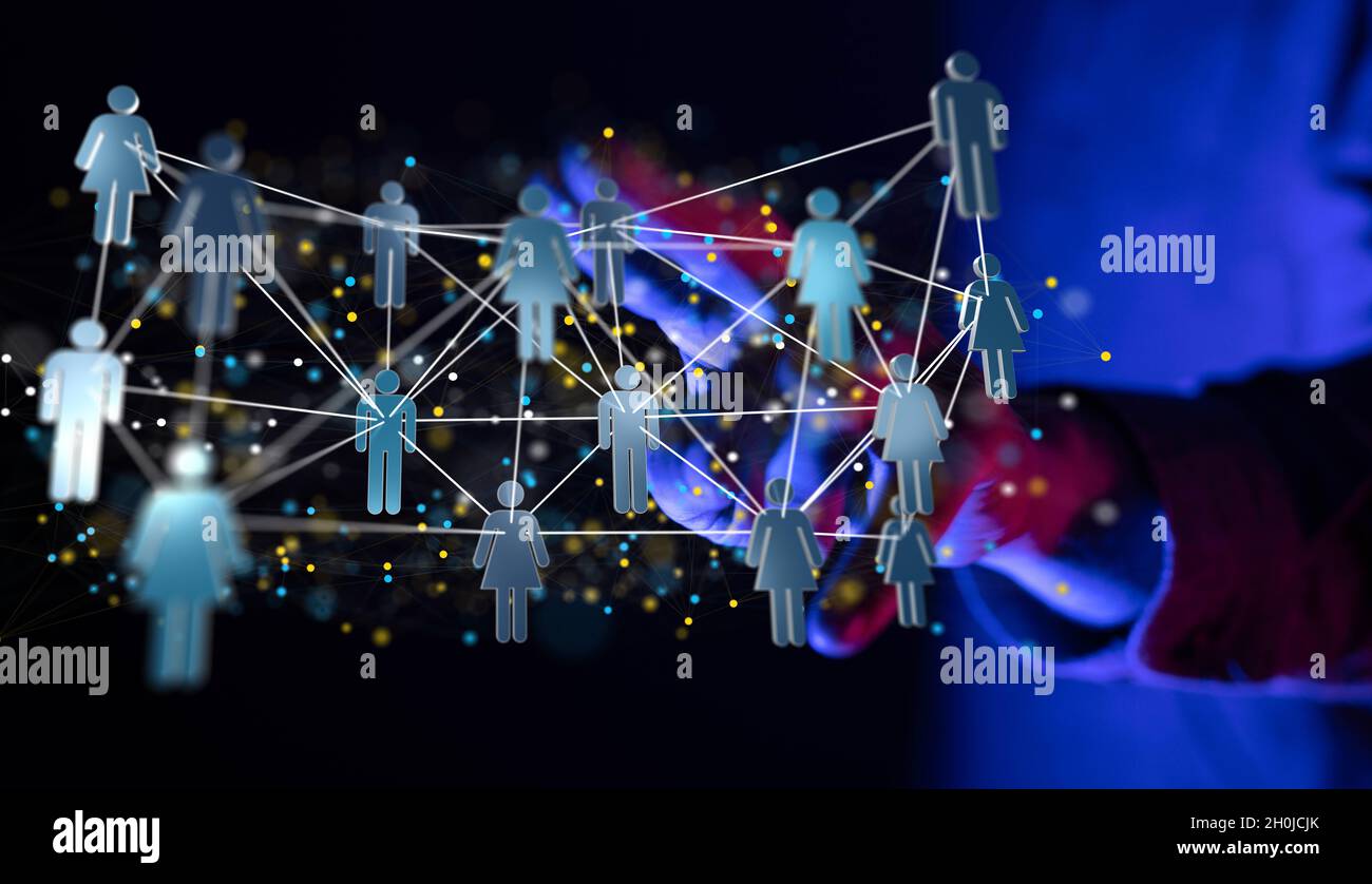 3D rendering of an organization chart team concept networking Stock ...