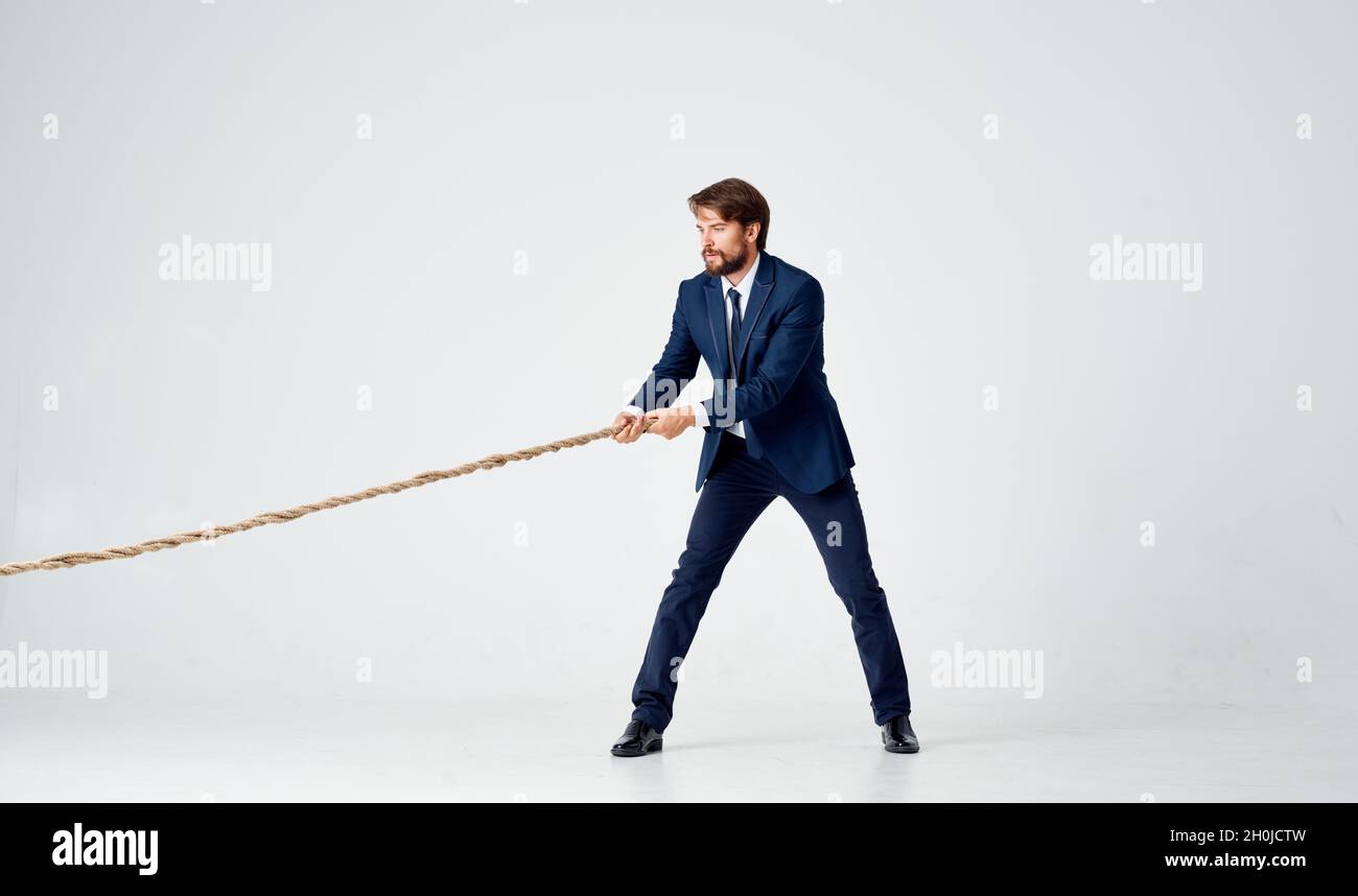 business man in suit work office rope career Stock Photo - Alamy