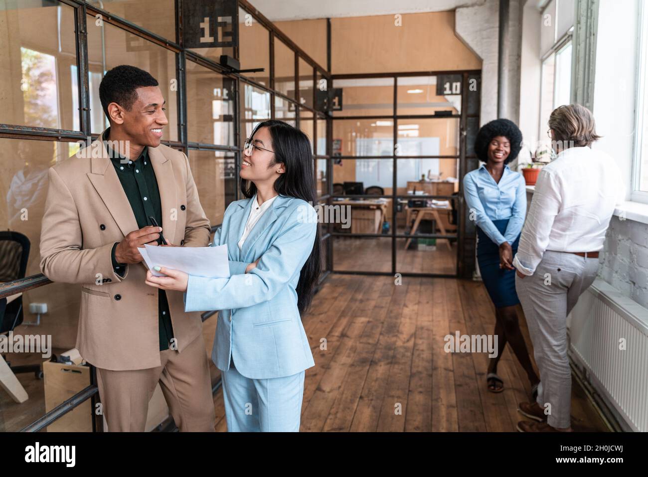 start up business team in the office. Multiethnic group working ...