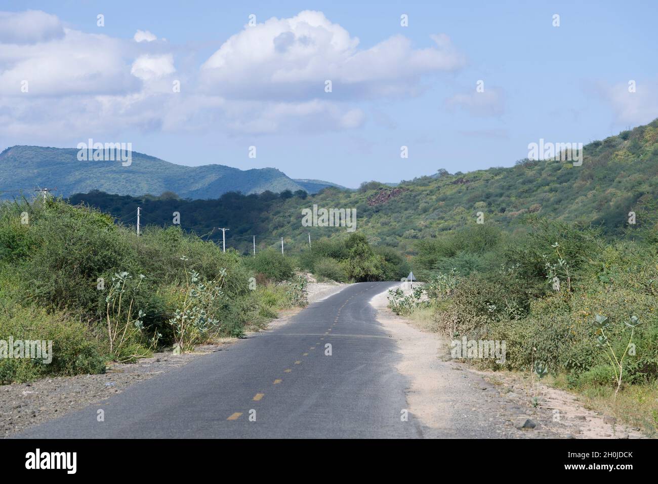 A view of the Magadi road C58 which which goes to Lake Magadi. Magadi ...