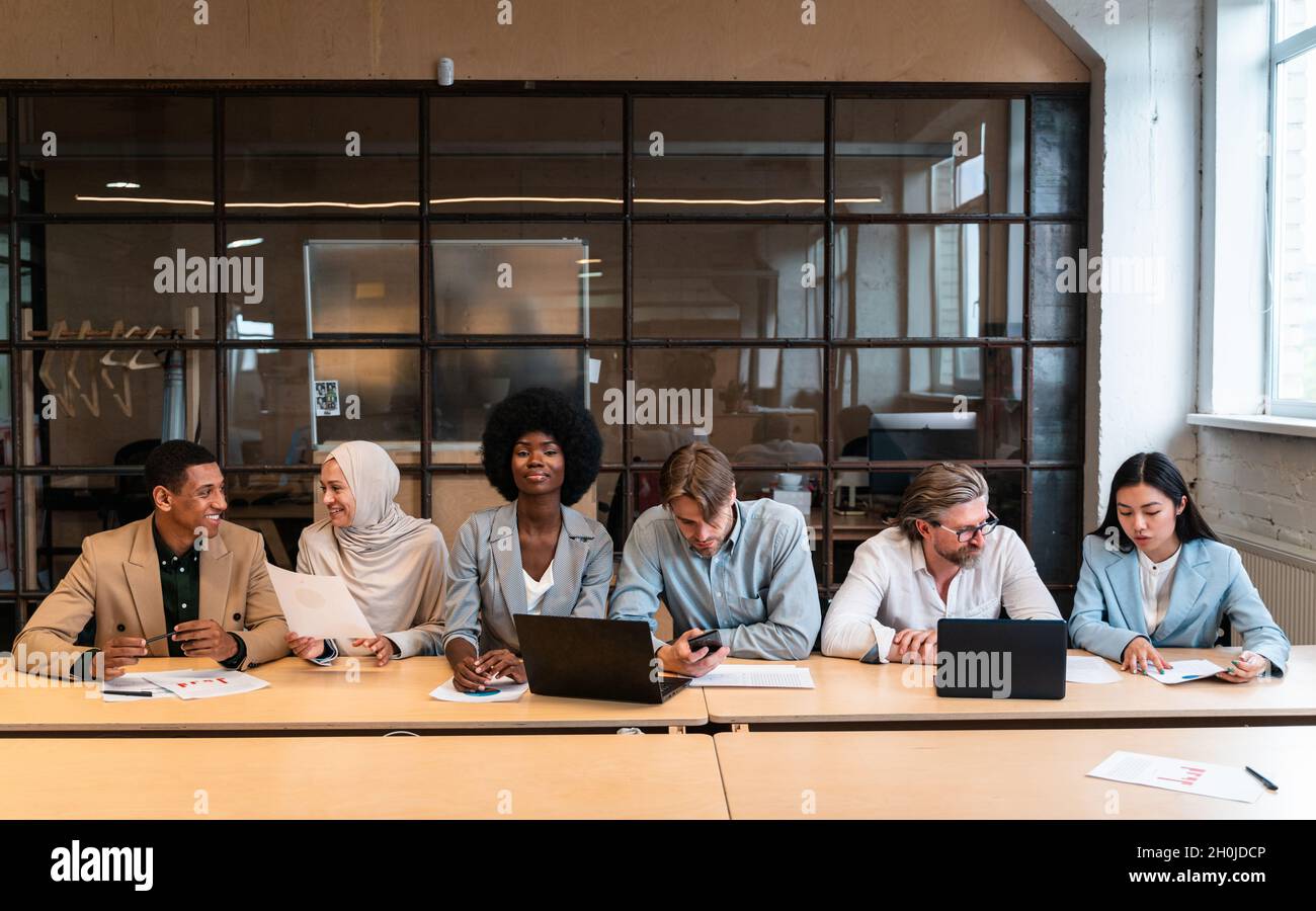 start up business team in the office. Multiethnic group working ...