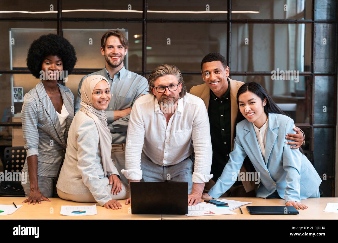 start up business team in the office. Multiethnic group working ...