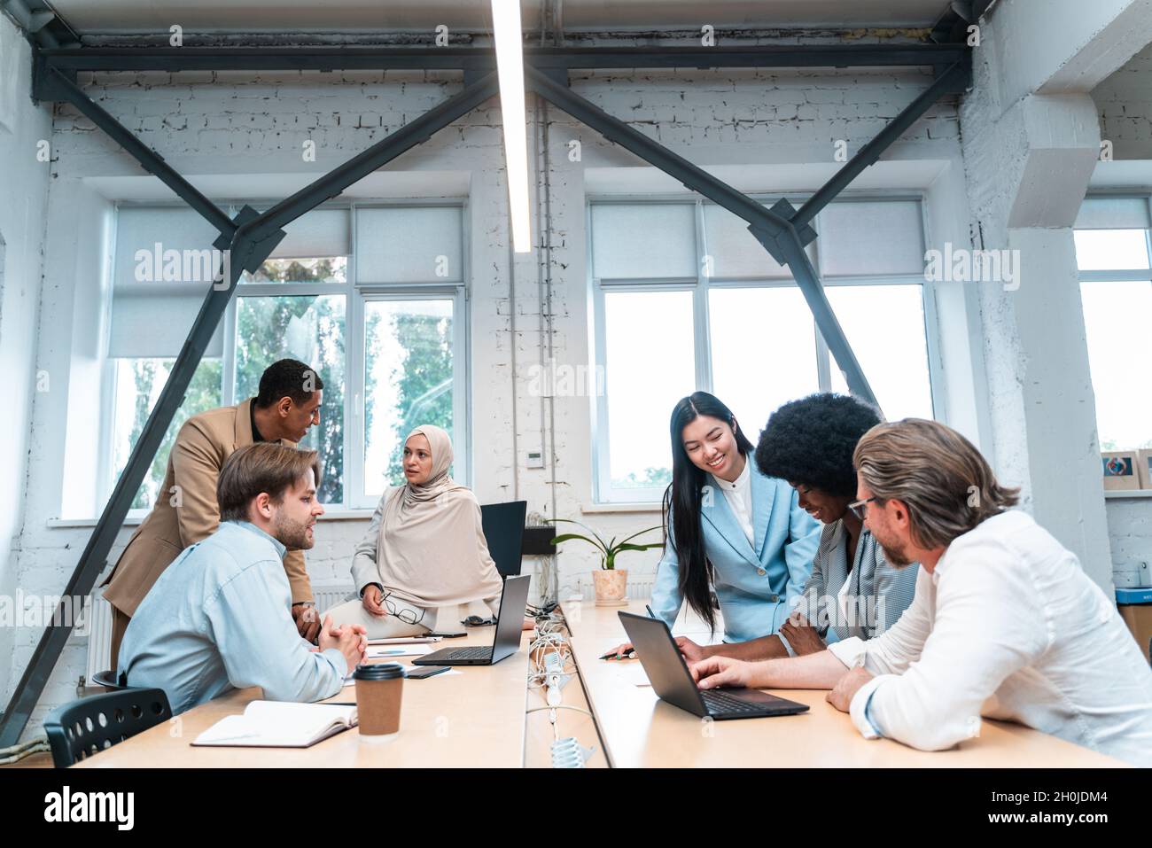 start up business team in the office. Multiethnic group working ...