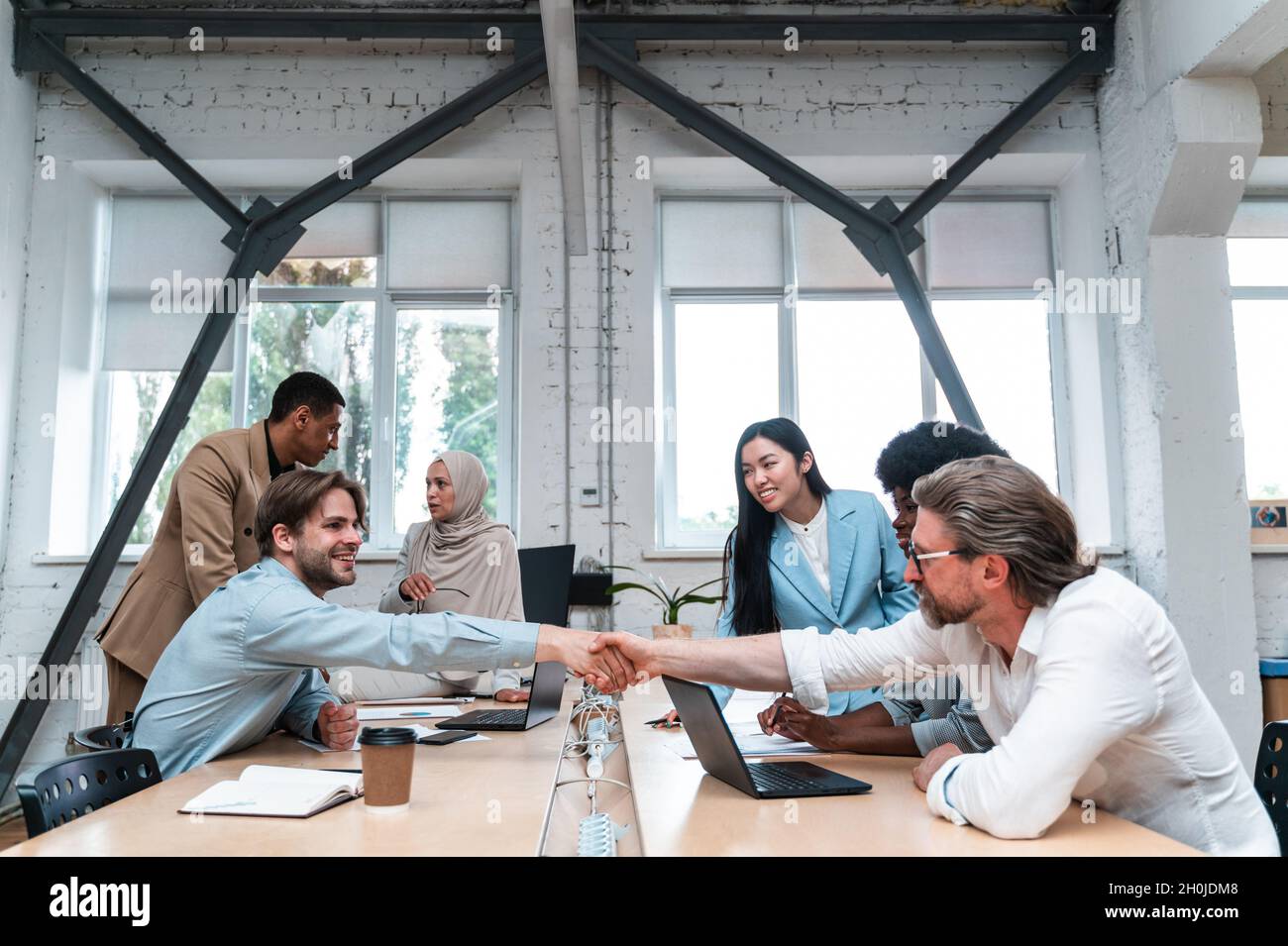 start up business team in the office. Multiethnic group working ...