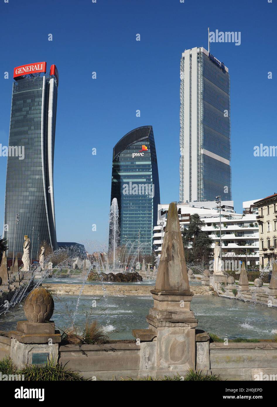 Europe, Italy, Lombardia, Milan - City Life, Tre Torri district. Lo ...