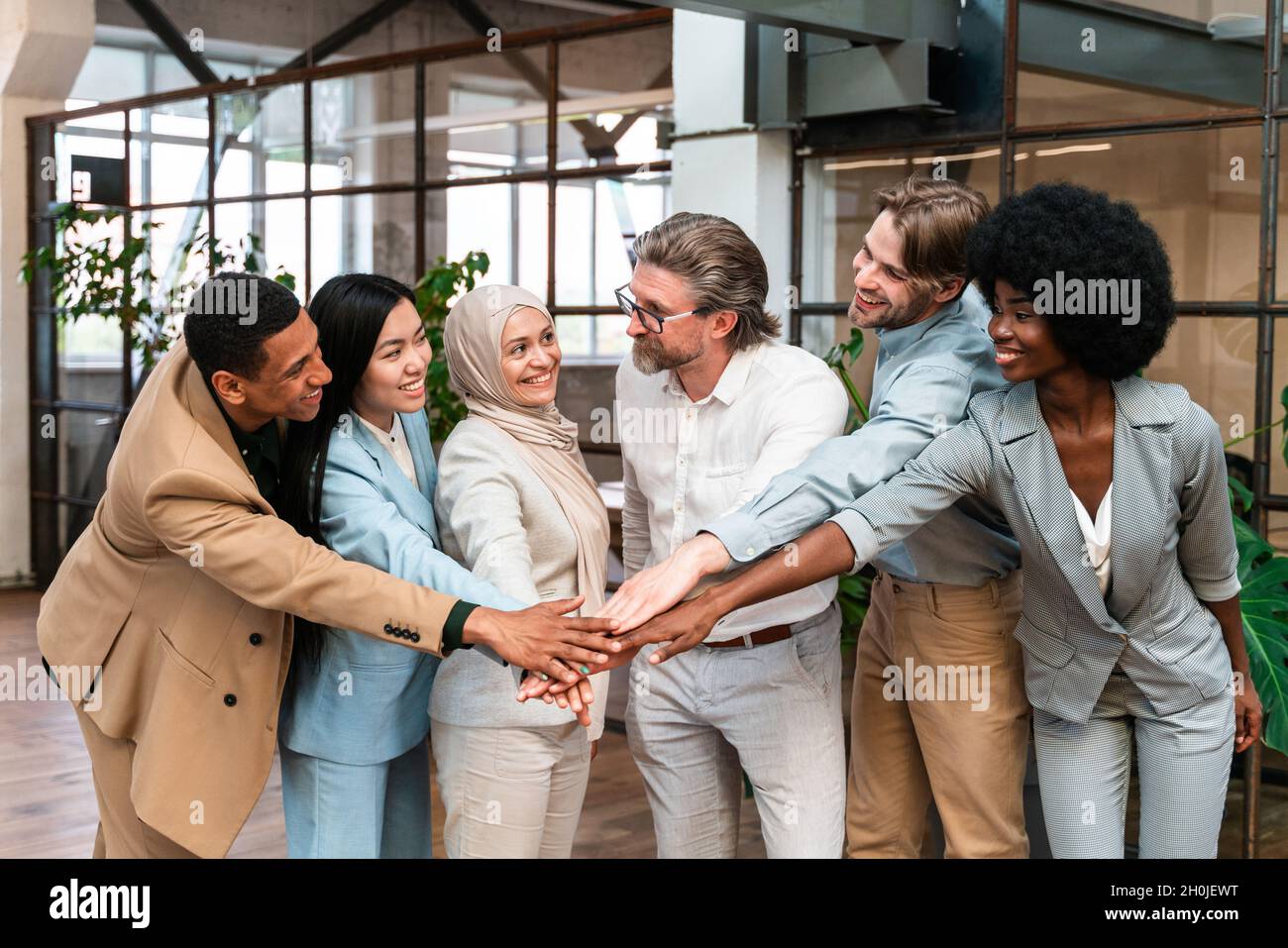 start up business team in the office. Multiethnic group working ...