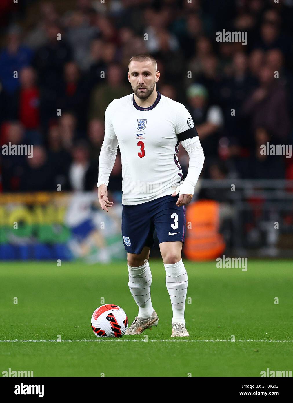 London, England, 12th October 2021. Luke Shaw of England during the ...