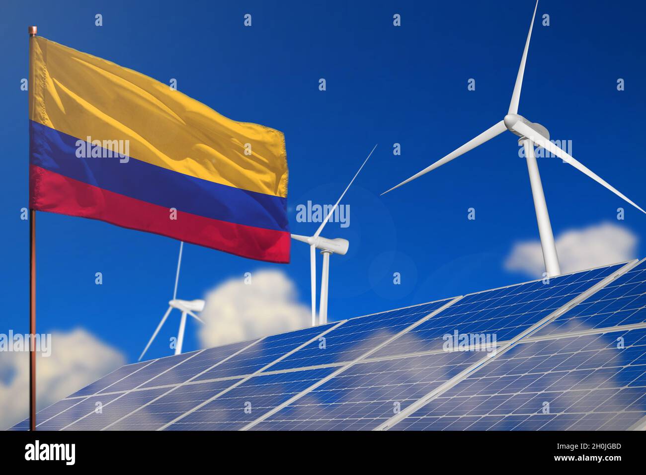 Colombia renewable energy, wind and solar energy concept with wind ...