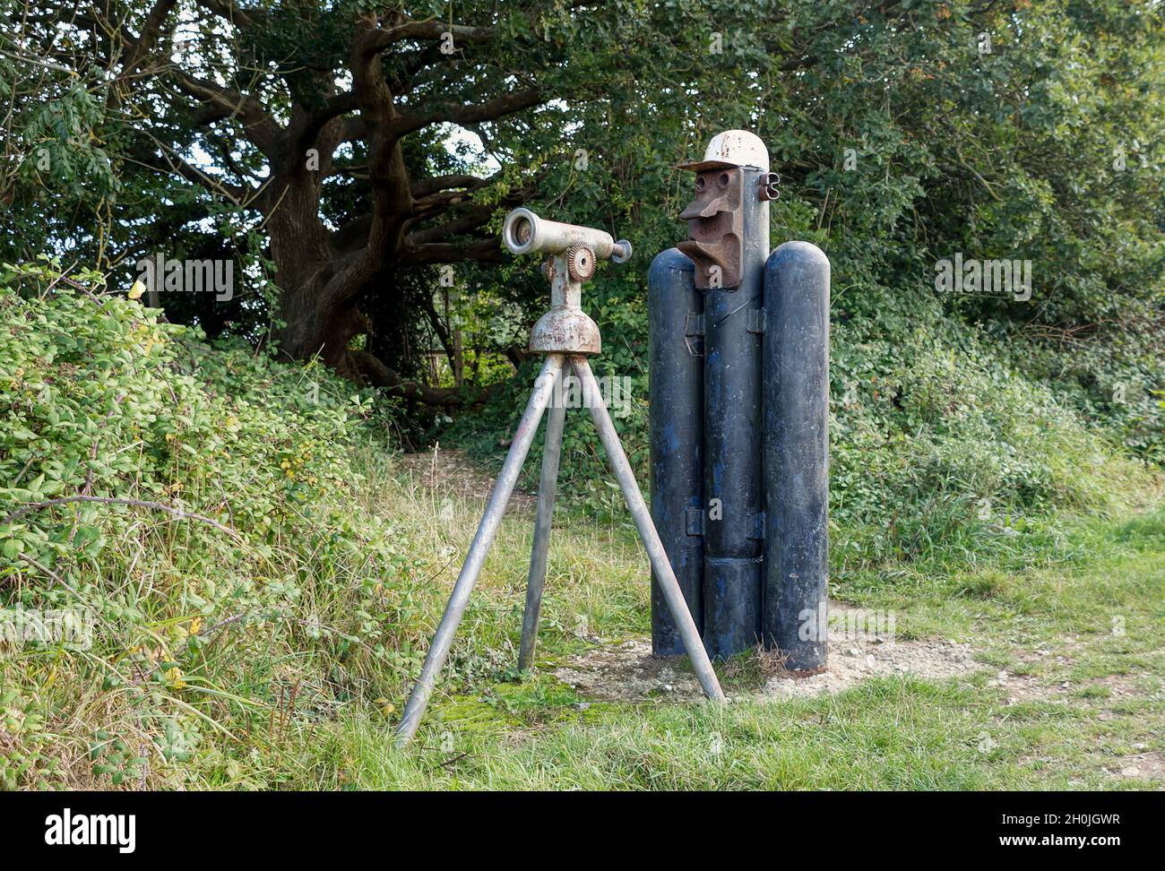 Sculpture of Surveyor on the Centurion Way in Chichester Stock Photo ...