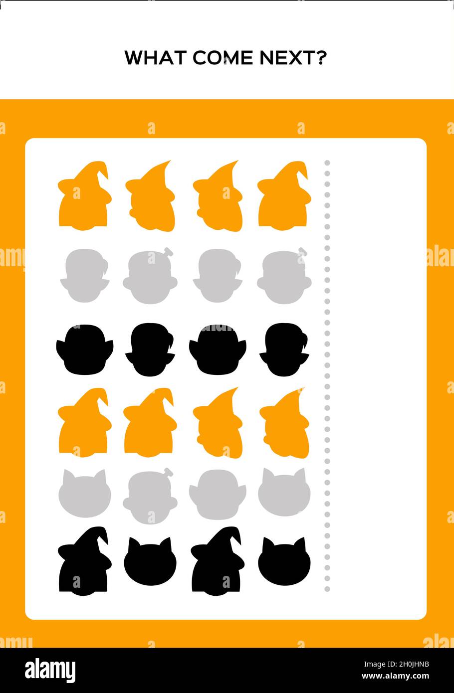 Happy Halloween What Come Next Game for kids with Monsters. Education ...