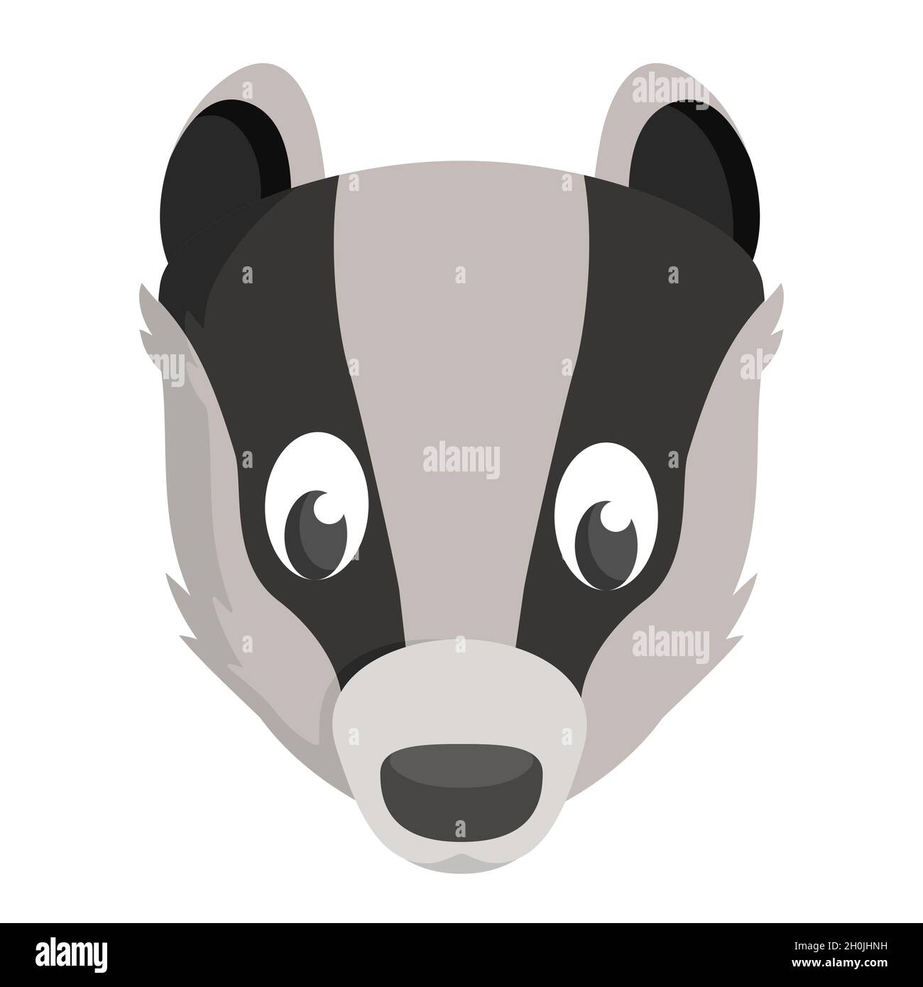 Badger face front view. Animal head in cartoon style Stock Vector Image ...