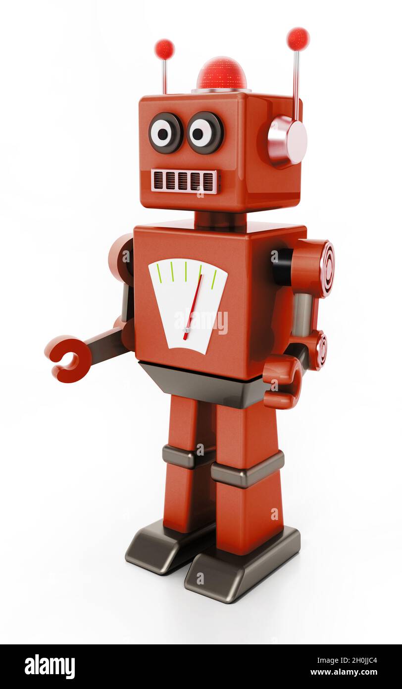 Vintage generic robot isolated on white background. 3D illustration ...