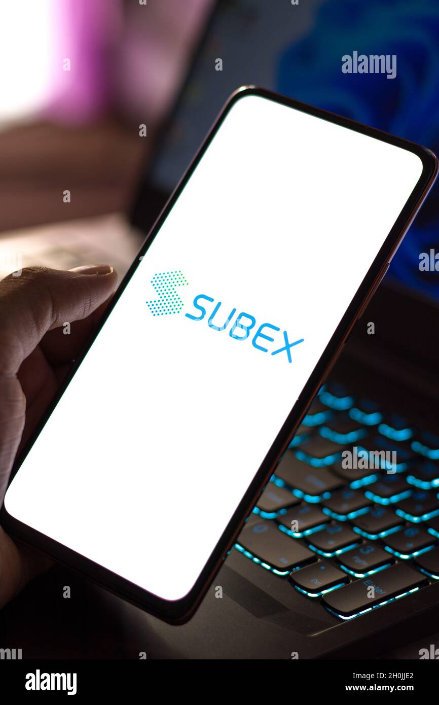 West Bangal, India - October 09, 2021 : Subex logo on phone screen ...