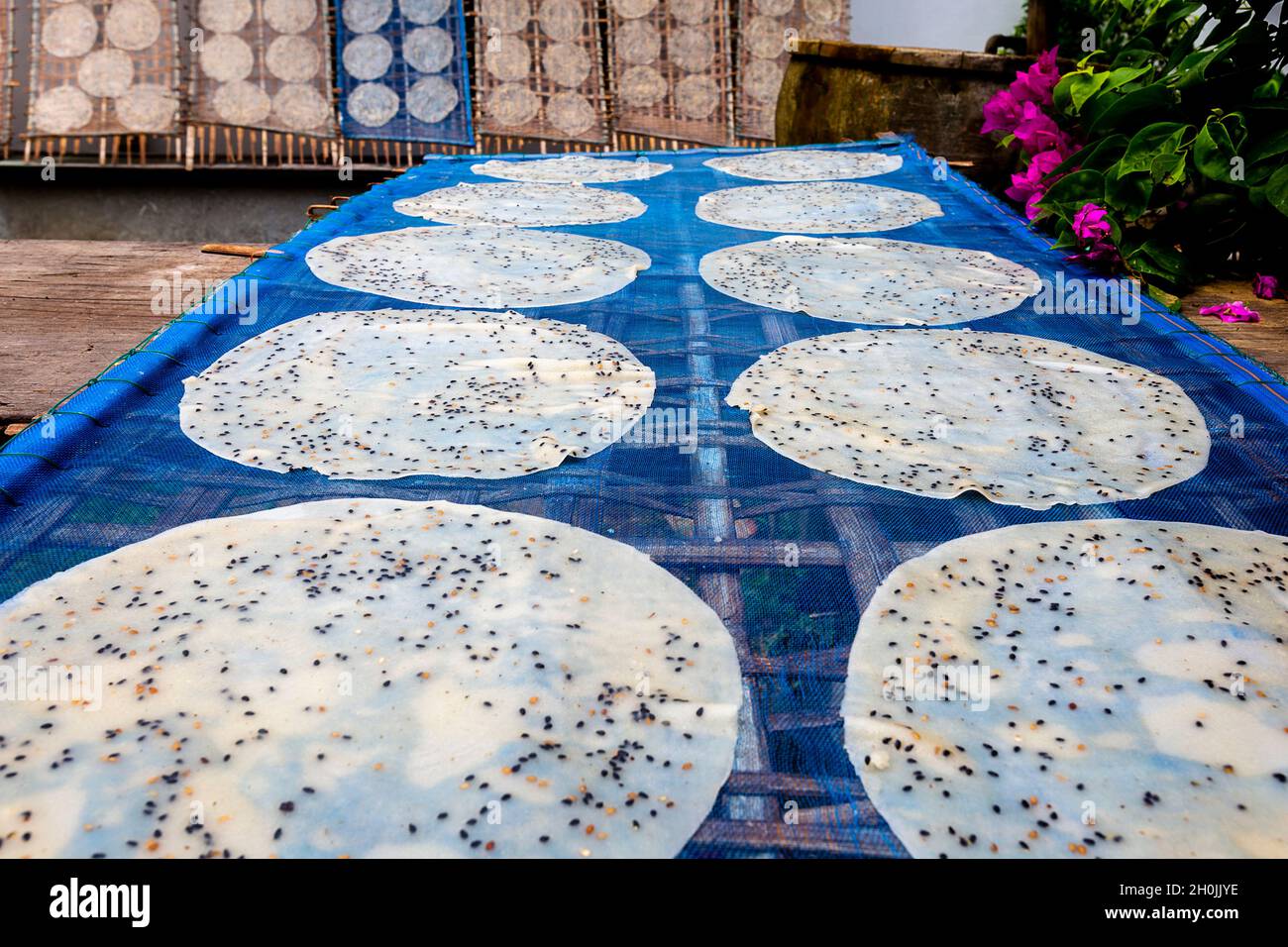 crispy round Vietnamese sesame rice cracker or Girdle sesame rice cake ...