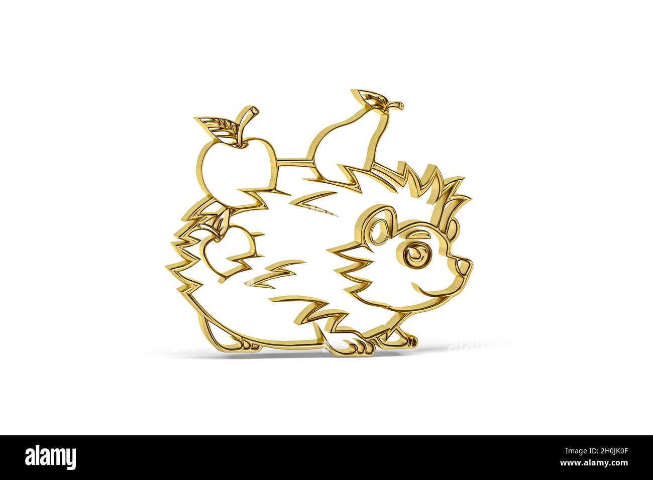 Golden hedgehog icon isolated on white background - 3D render Stock ...