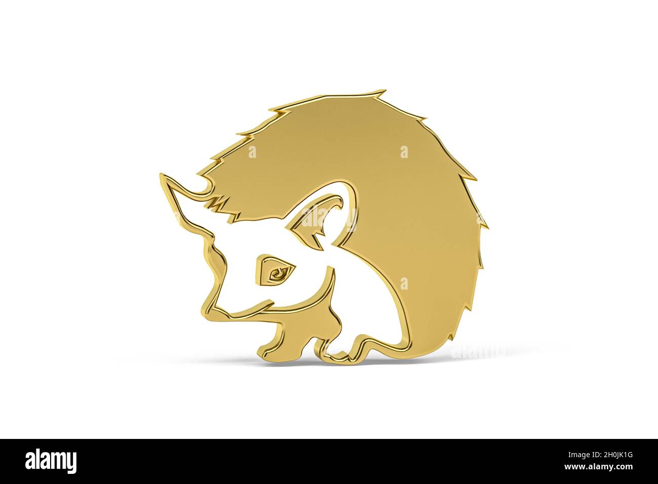 Golden hedgehog icon isolated on white background - 3D render Stock ...