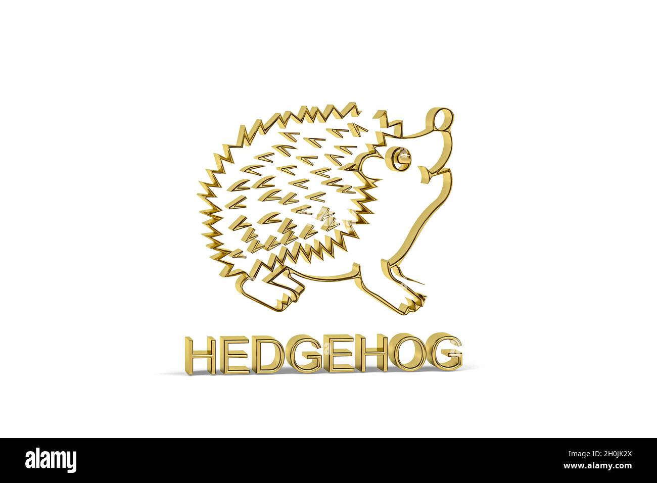 Golden hedgehog icon isolated on white background - 3D render Stock ...