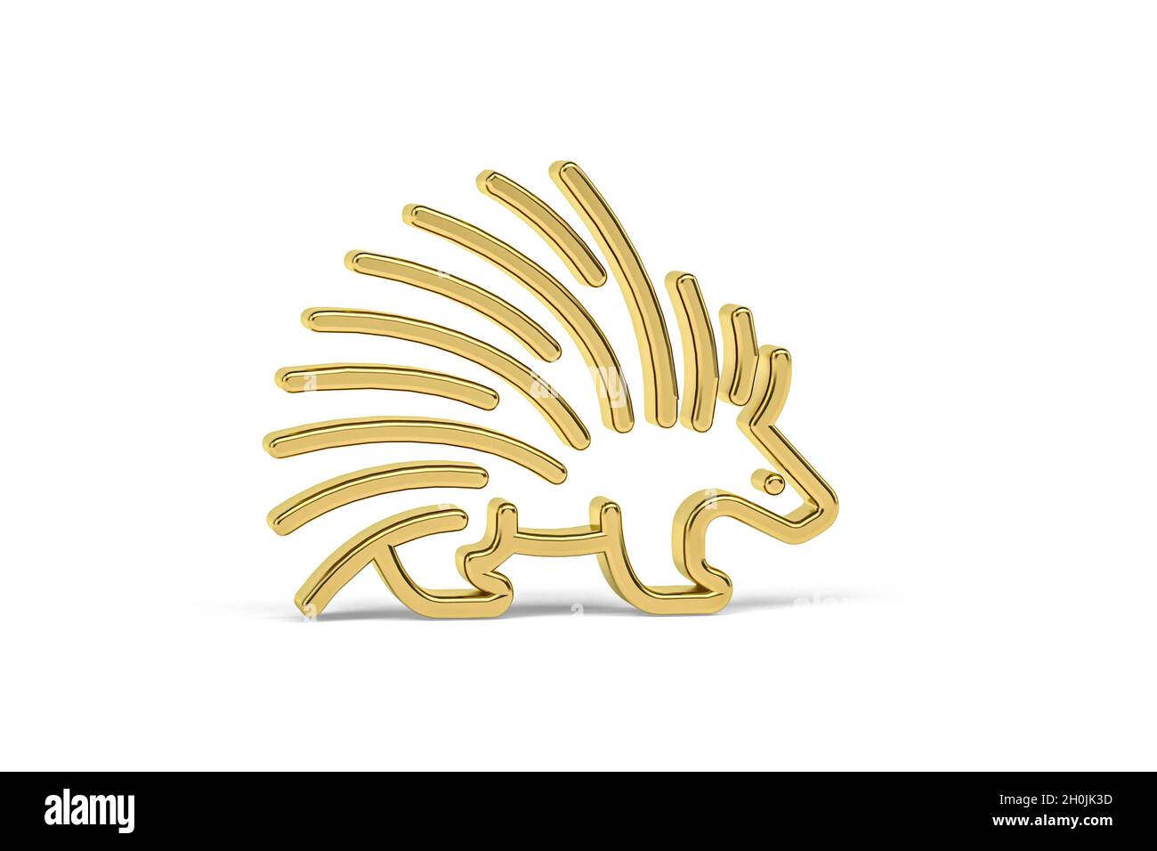 Golden hedgehog icon isolated on white background - 3D render Stock ...