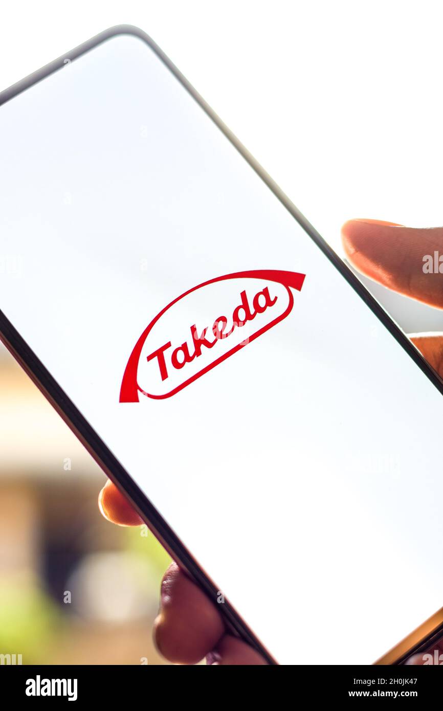 West Bangal, India - October 09, 2021 : Takeda logo on phone screen ...