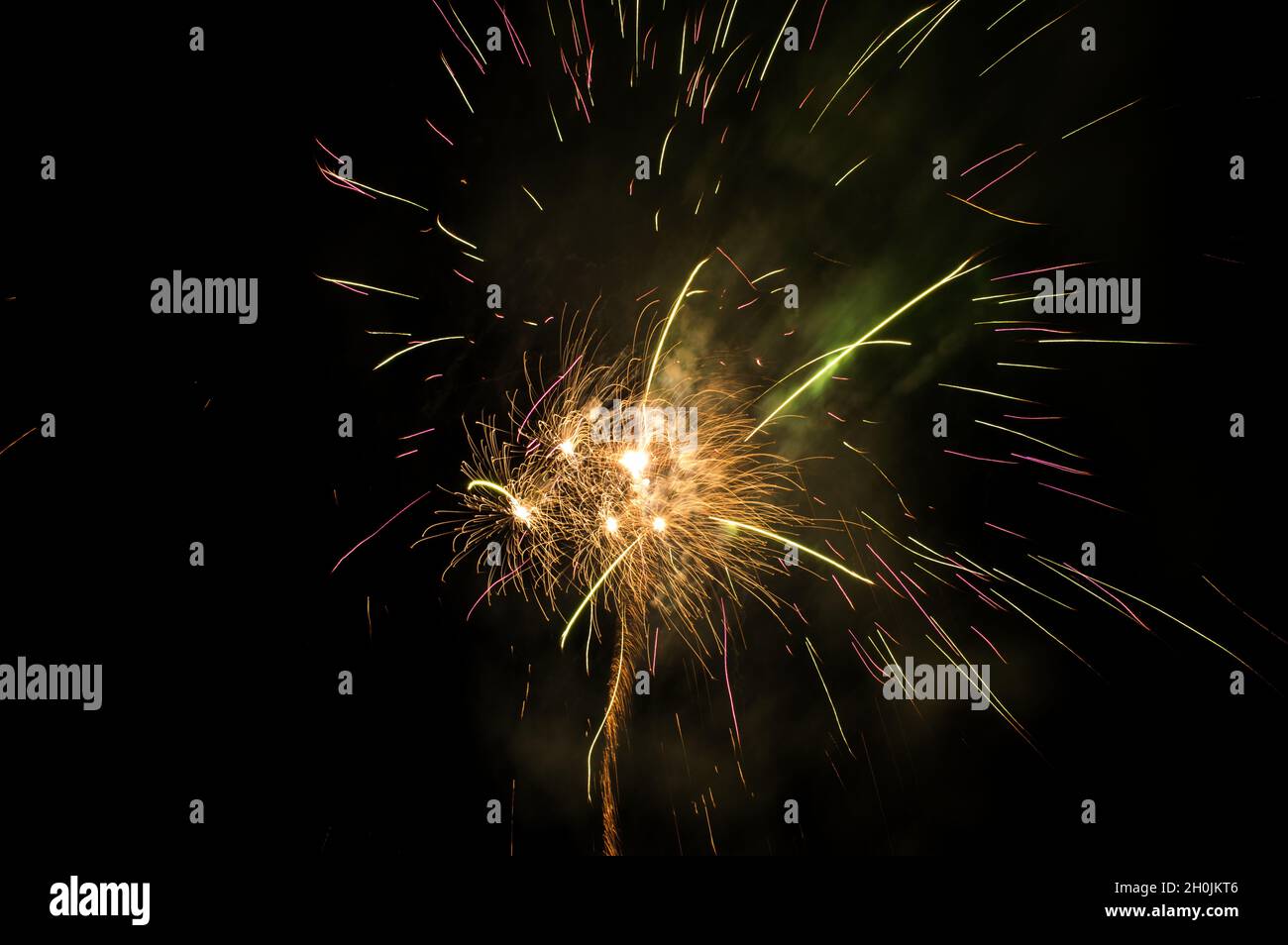 Beautiful firework in the night sky Stock Photo - Alamy