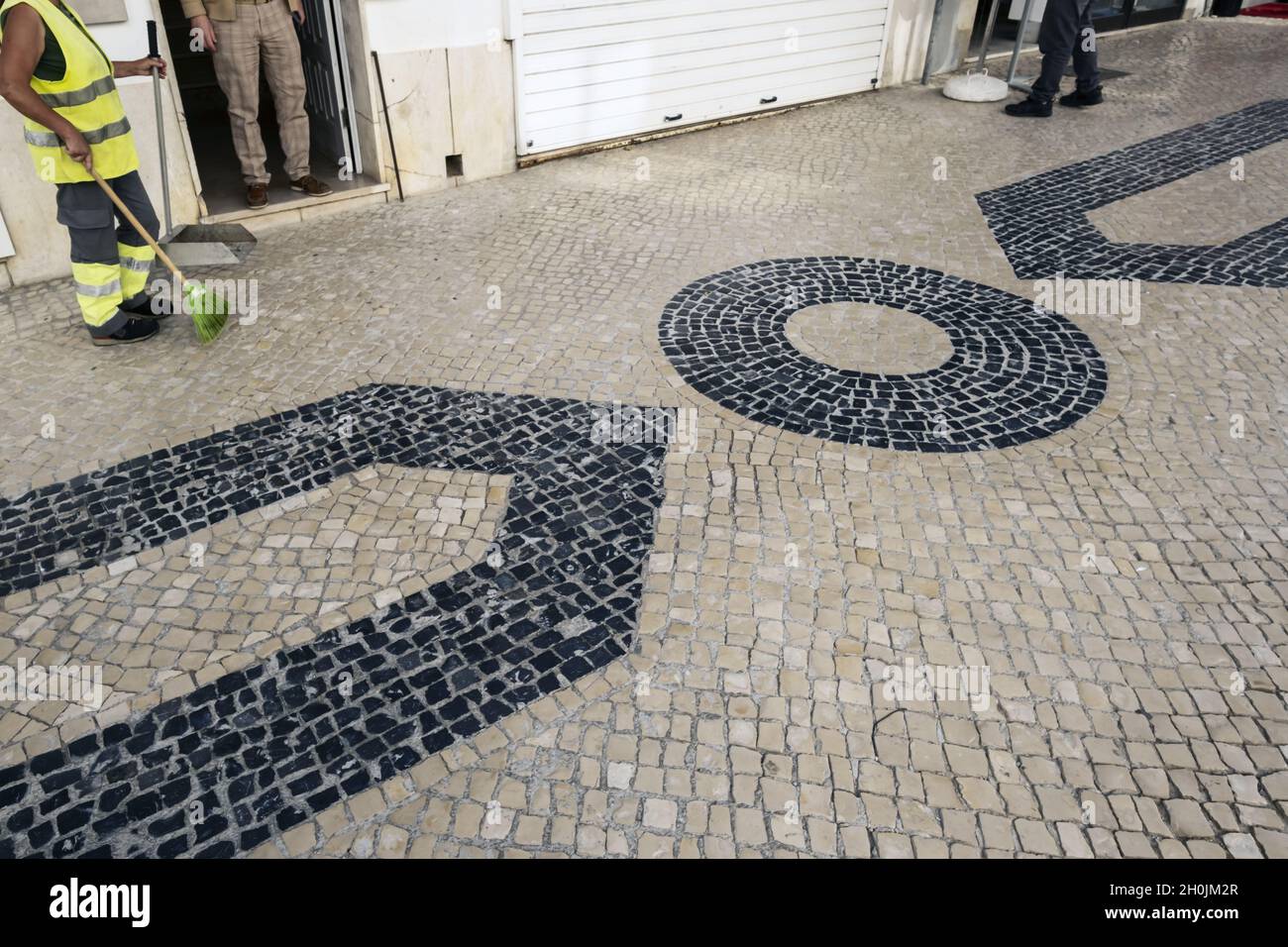 Traditional style Portuguese Calcada Pavement for pedestrian area in ...